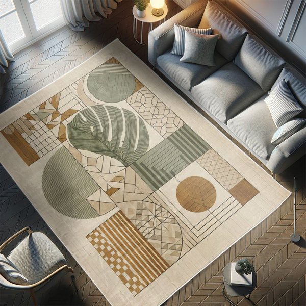 Ambesonne Mid Century Modern Boho High Density Long Fiber Poly Threads ...