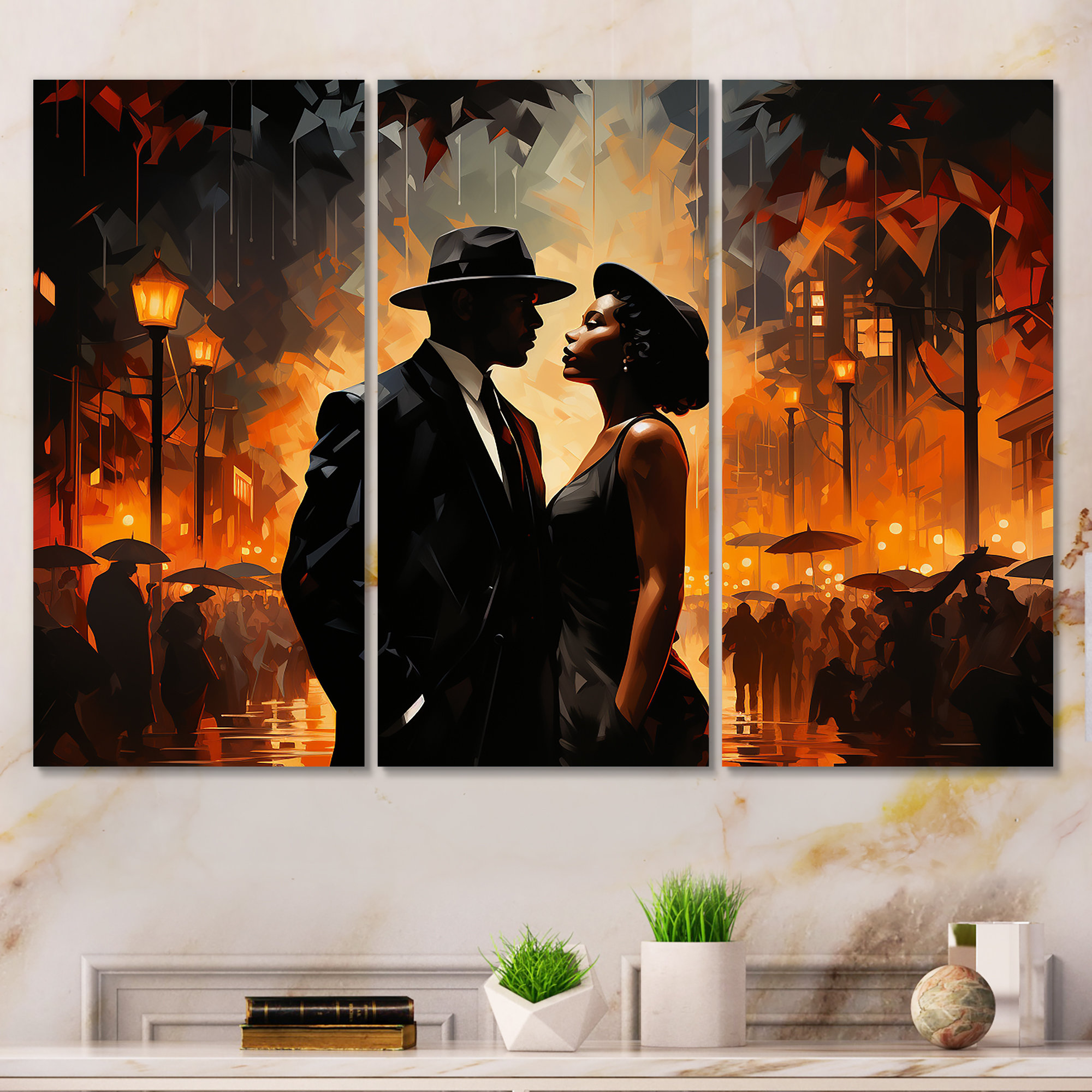 Lark Manor™ Black And Orange Harlem Renaissance Jazz Couple - Harlem ...