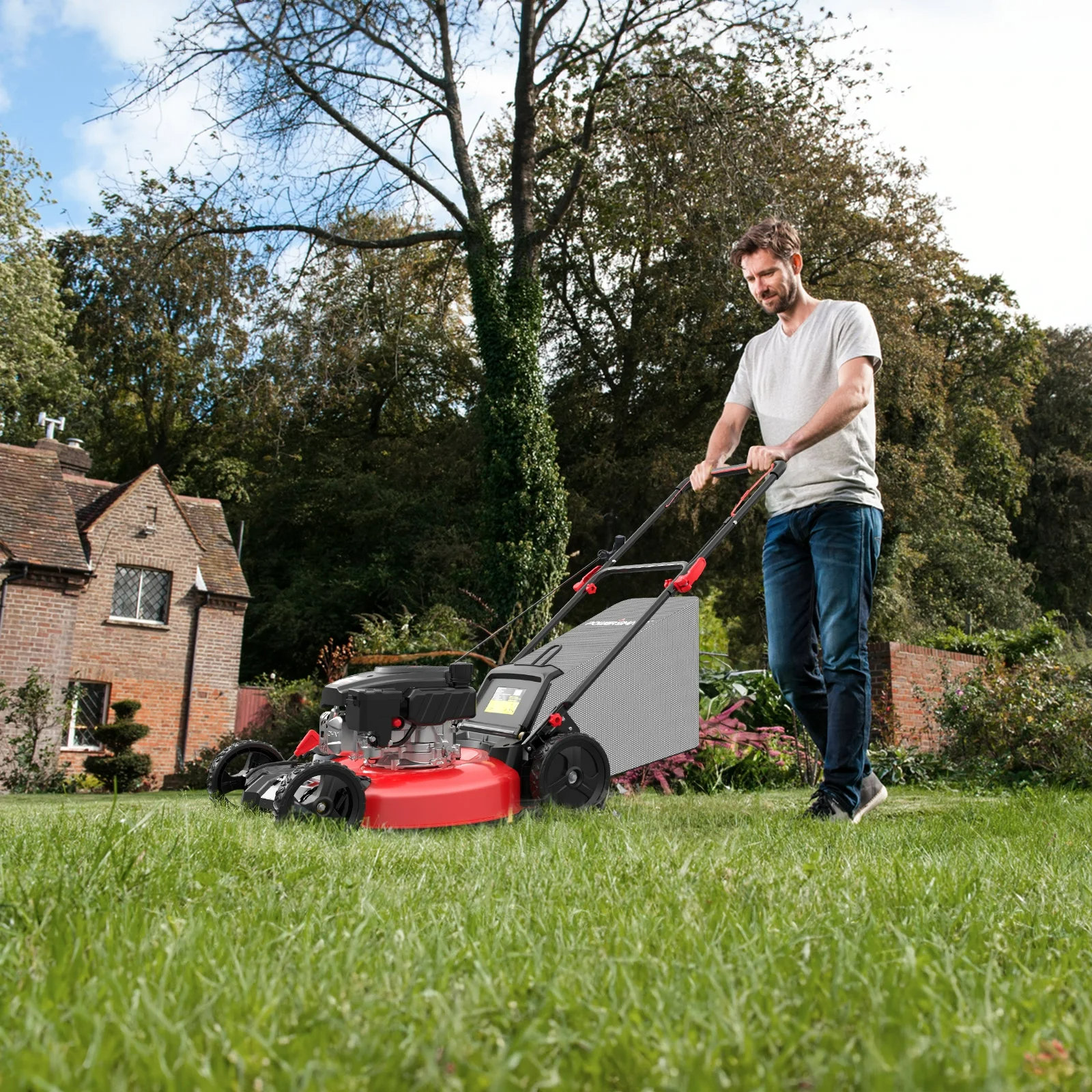 Powersmart 21" 144Cc Gas Push Lawn Mower, 3-In-1, Easy Start ...