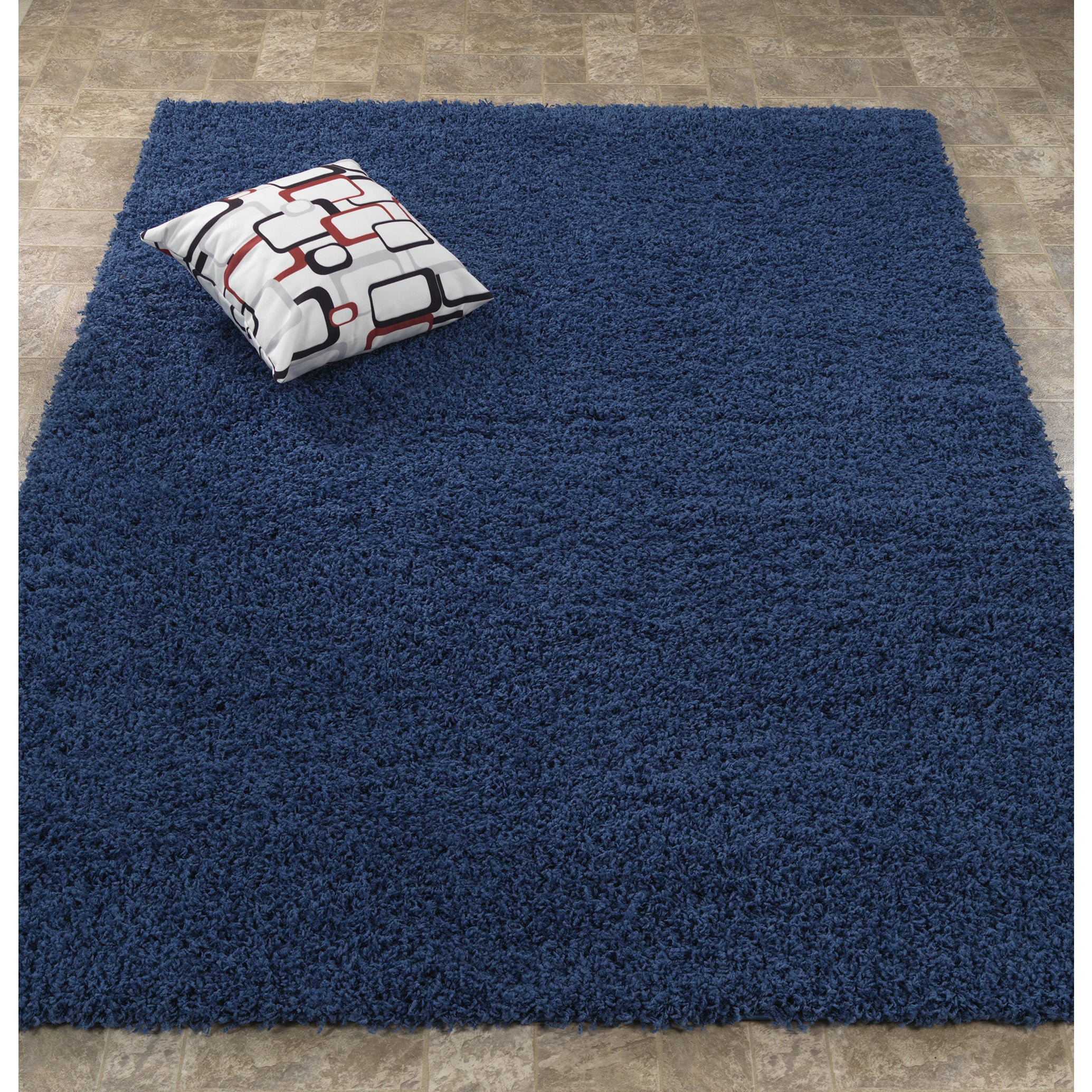 Hokku Designs Cozy Solid Navy Blue Shaggy Area Rug - 8X10 | Wayfair