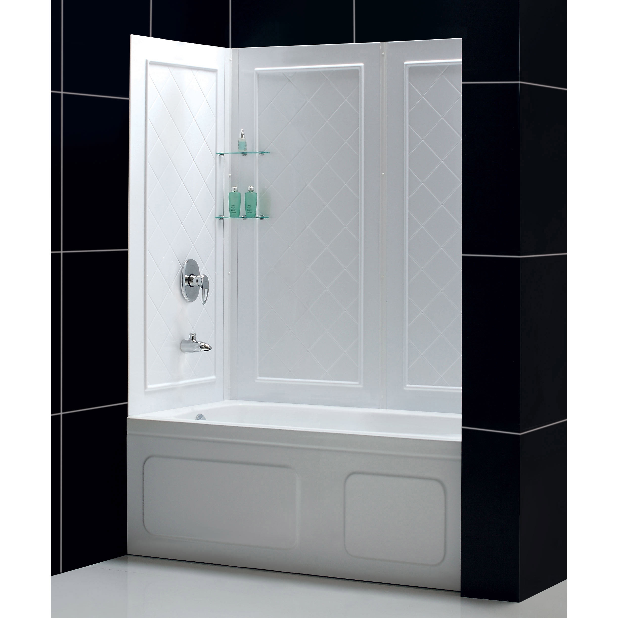 DreamLine Qwall SlimLine 60" H x 56-60" W x 28-32" D Shower Wall ...