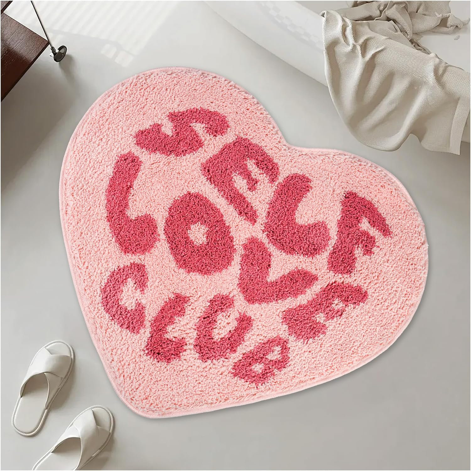Latitude Run® Rug Heart Shaped Aesthetic Rug Non Slip Microfiber Bath ...