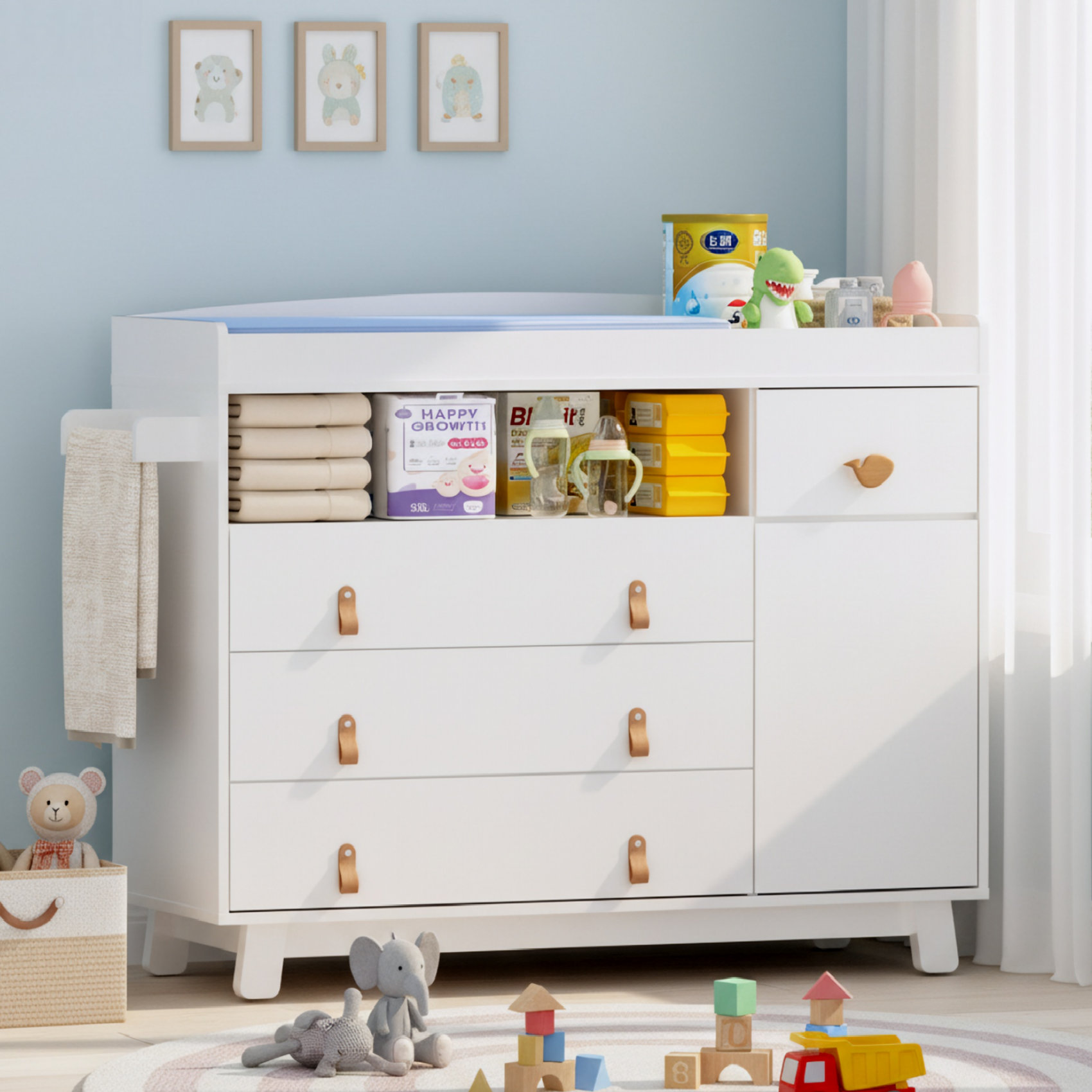 Harriet Bee Baby Dresser With Changing Table Top - 4 Drawer Nursery ...