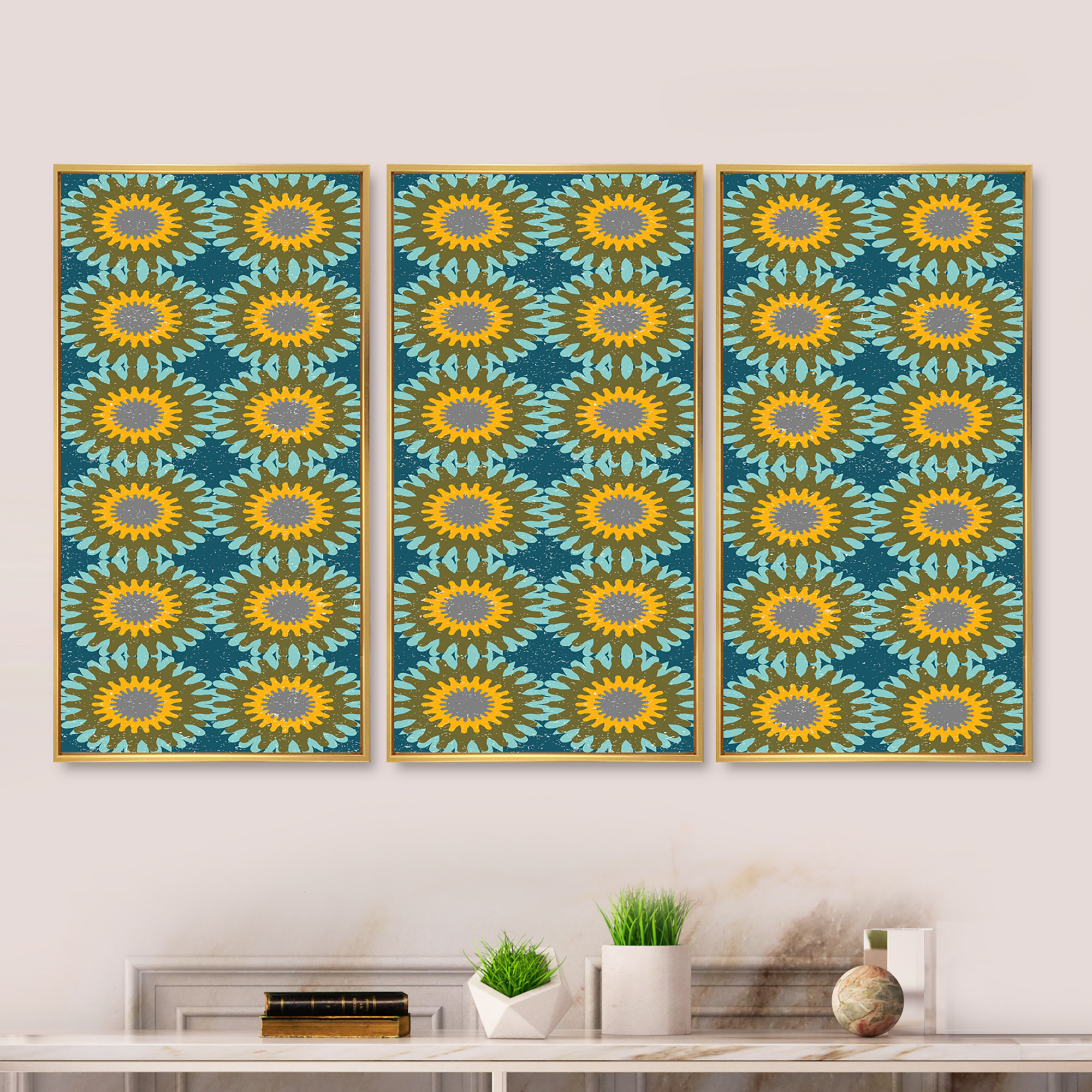 George Oliver Retro Circular Pattern I - Mid-Century Modern Framed ...