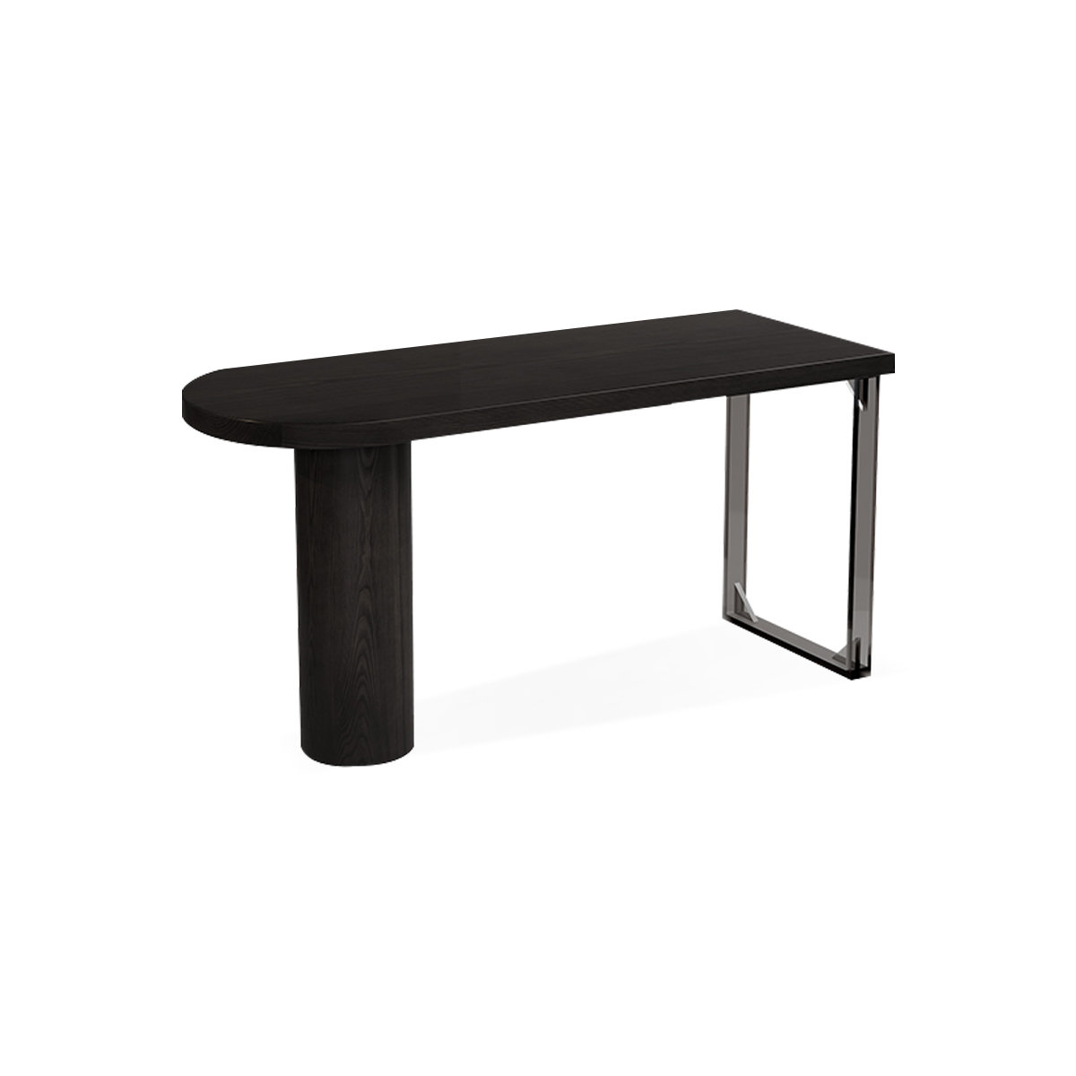 Oaklawn Tools Bureau en bois massif noir demi-cercle + acrylique ...