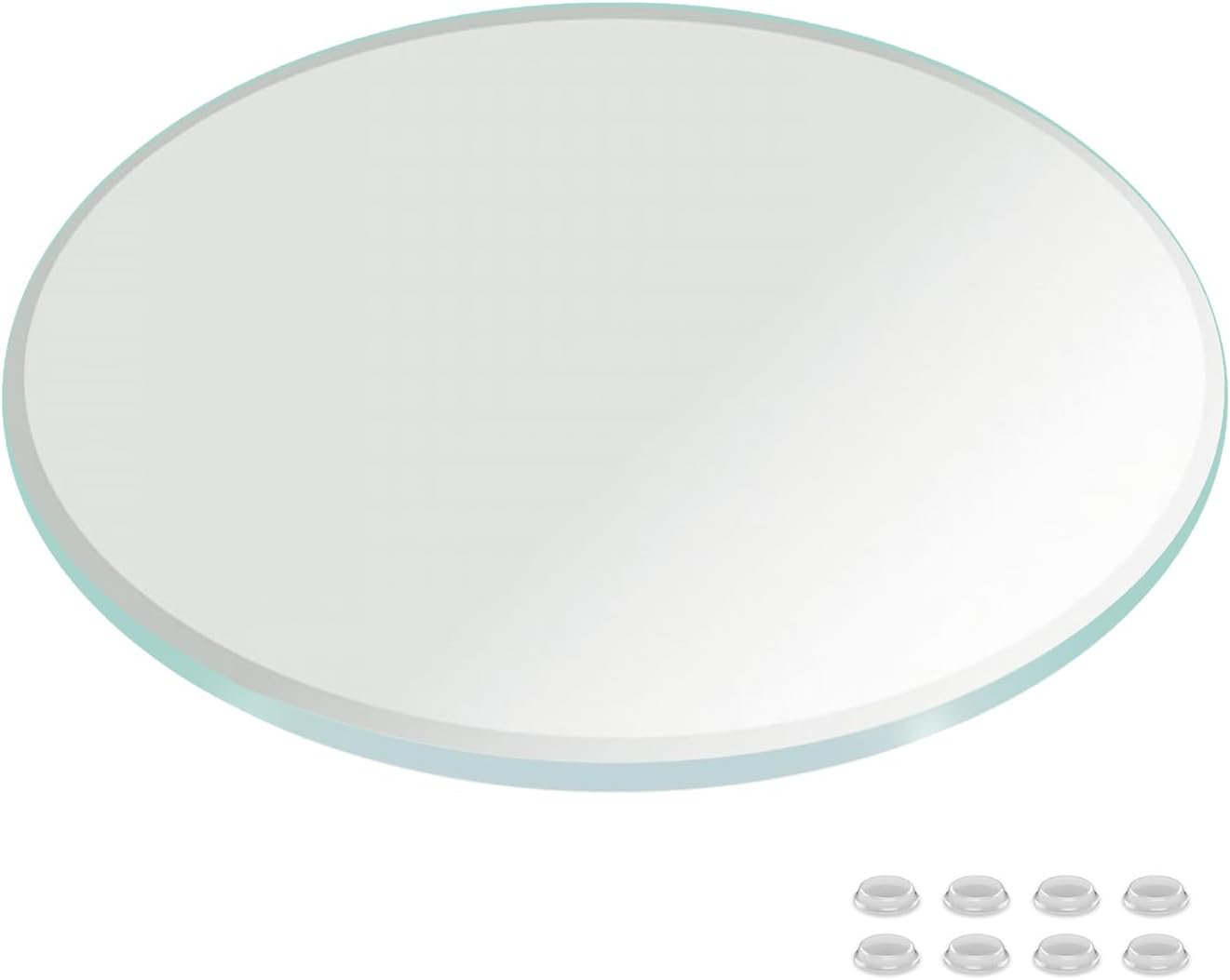 Symple Stuff Round Clear Low Iron Glass Tabletop 1/2 Inch Thick Beveled ...
