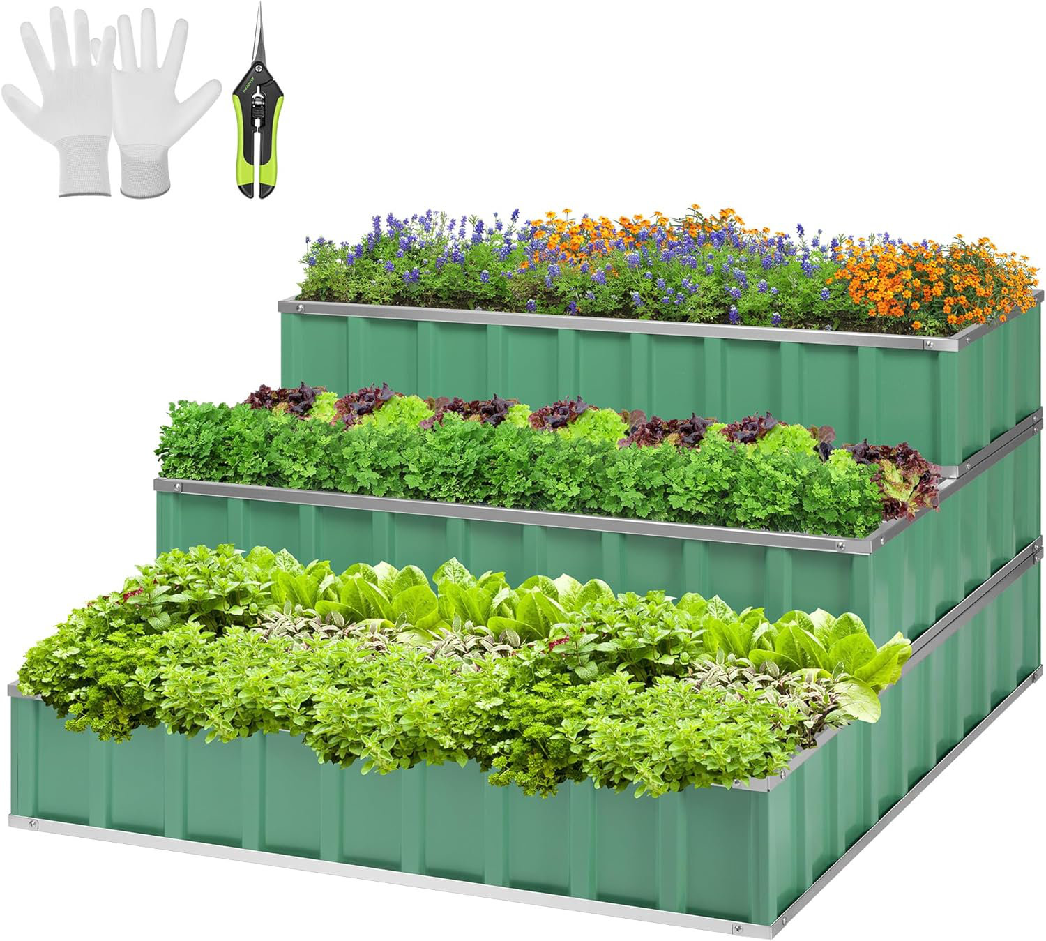 Arlmont & Co. 3-Tier Metal Raised Garden Bed With Stair-Step Design ...