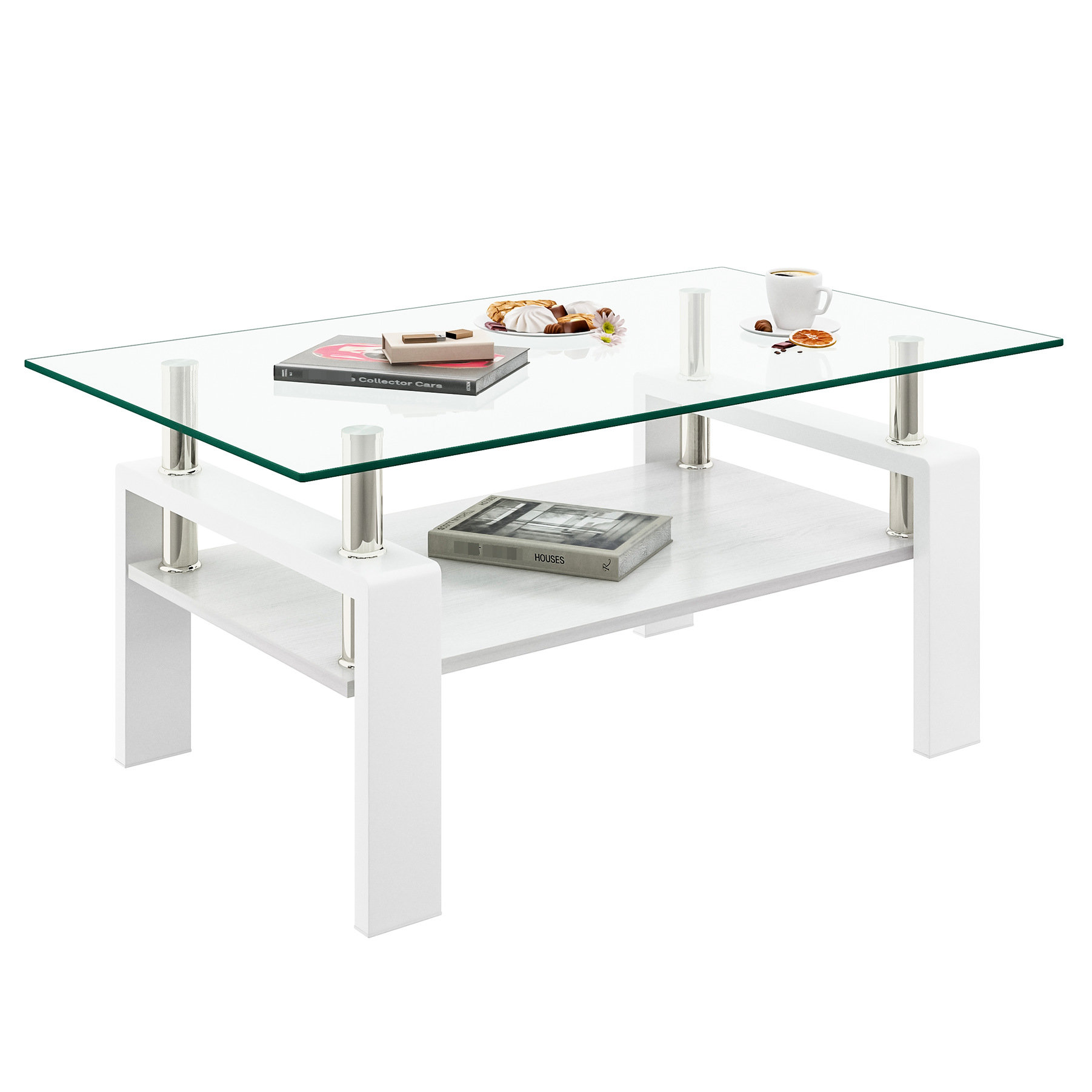 Latitude Run® Contemporary Tempered Glass Console With Shelf And Modern ...