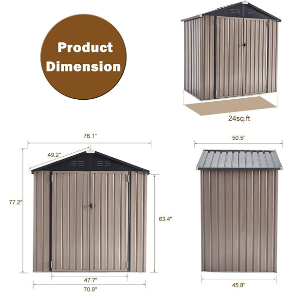 YODOLLA 6 ft. W x 4 ft. D Metal Storage Shed & Reviews | Wayfair
