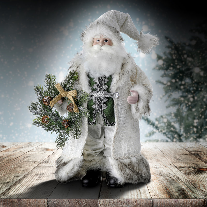 Regency International Standing Santa with Wreath | Wayfair