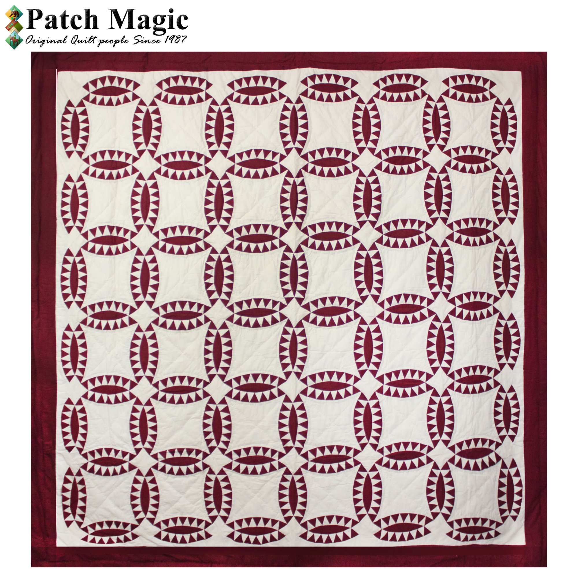 Patch Magic Antique Red Sawtooth Wedding Ring Red Cotton Reversible ...