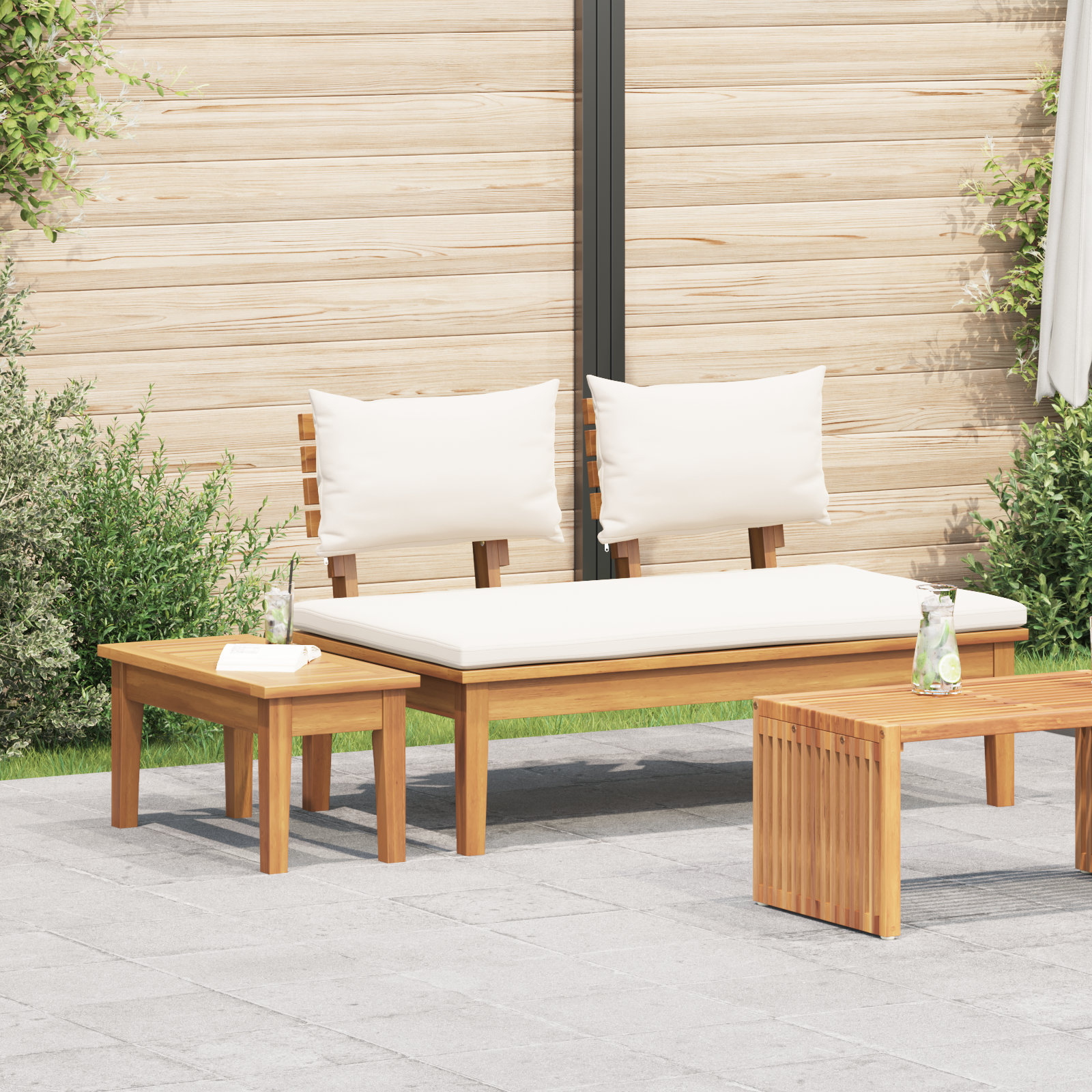 Gracie Oaks 2 Piece Garden Bench Set Solid Wood Teak - Wayfair Canada