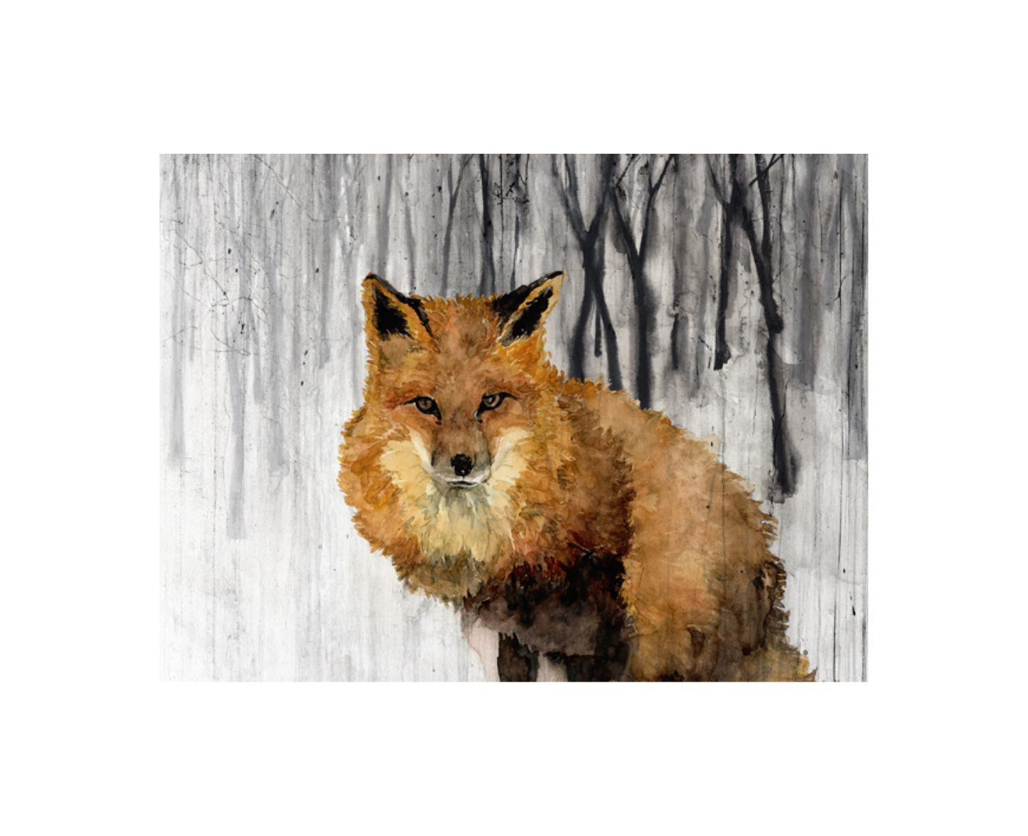 Chelsea Art Studio Snowy Fox by Beverly Fuller - Painting Print | Wayfair