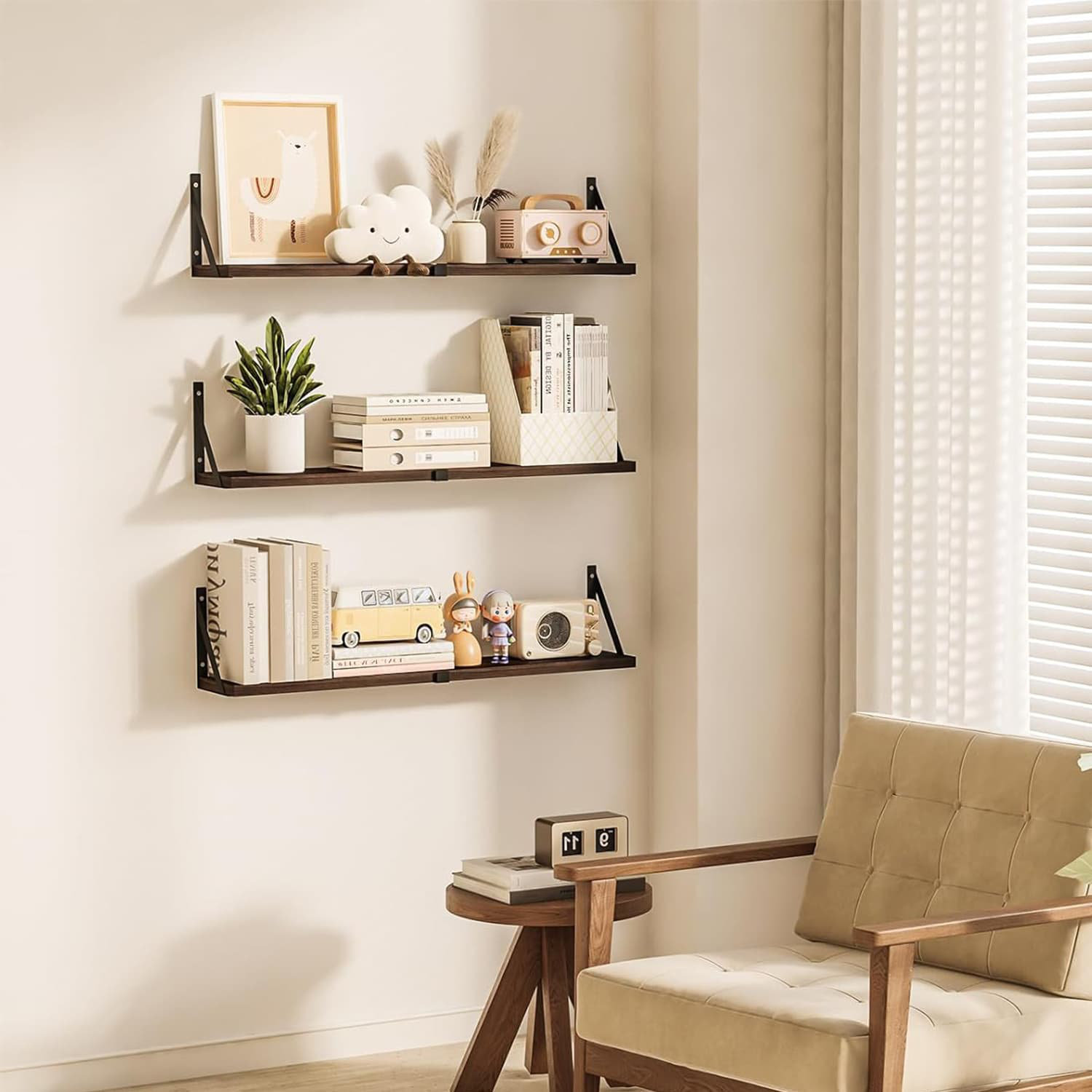 17 Stories Floating Bookshelf, Wall-Mounted Bookshelf, Living Room ...