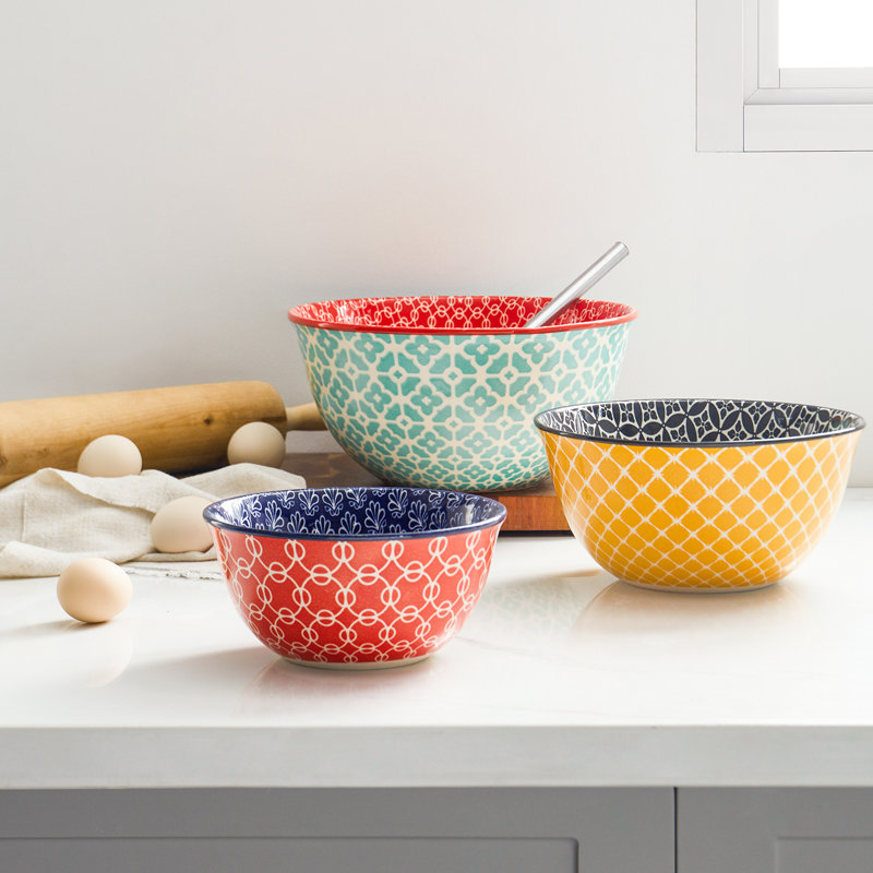 DOWAN 3 Piece Vibrant Mixing Bowl Set(Set Of 3) & Reviews | Wayfair