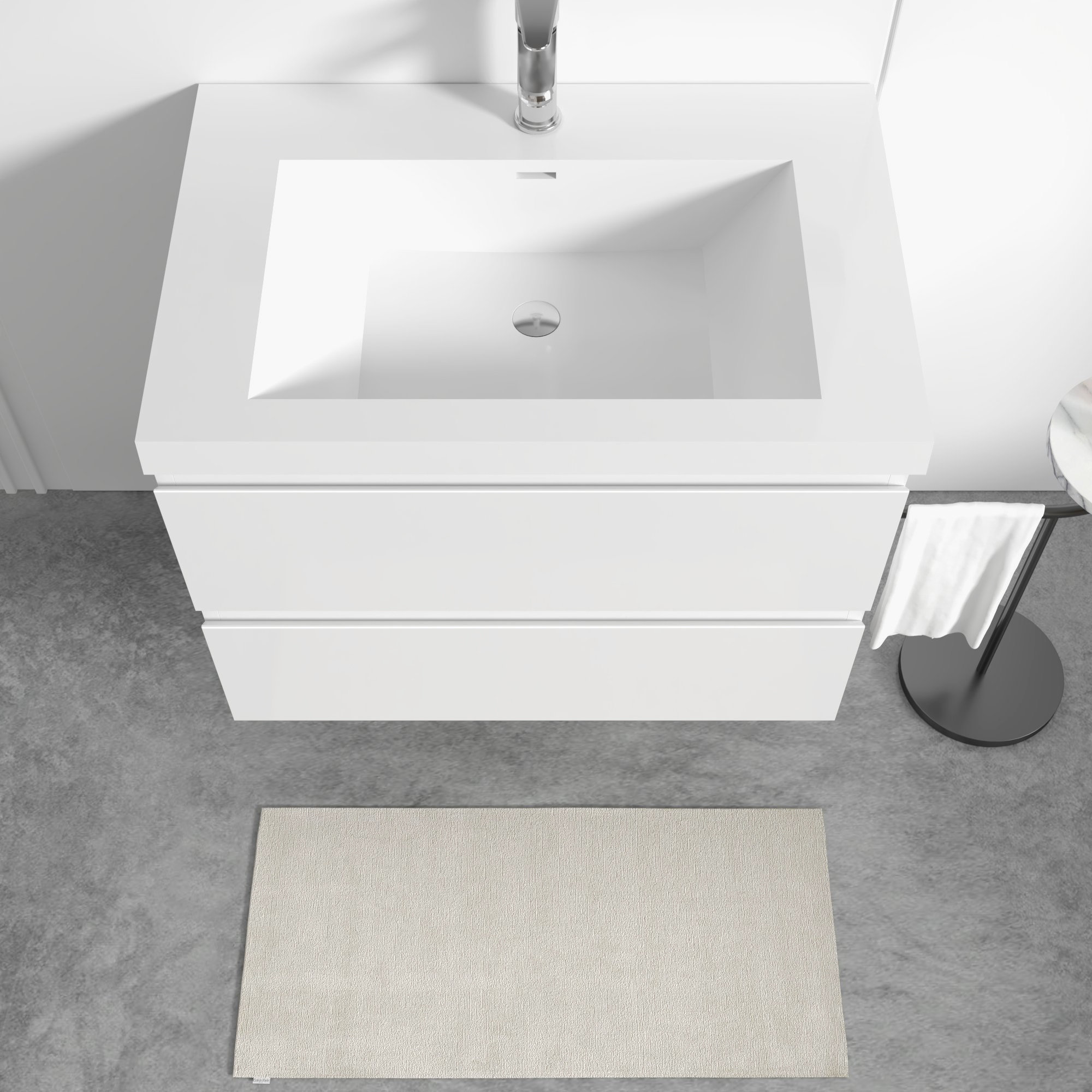 TONA Angela 30 inch Fully Assembled Single Floating Bathroom Vanity ...