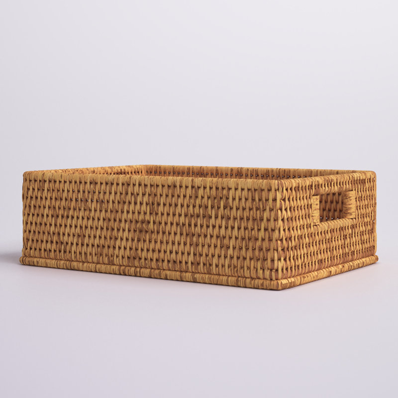 Dotted Line™ Rattan Rectangular Basket with Rounded Corners and Cutout ...