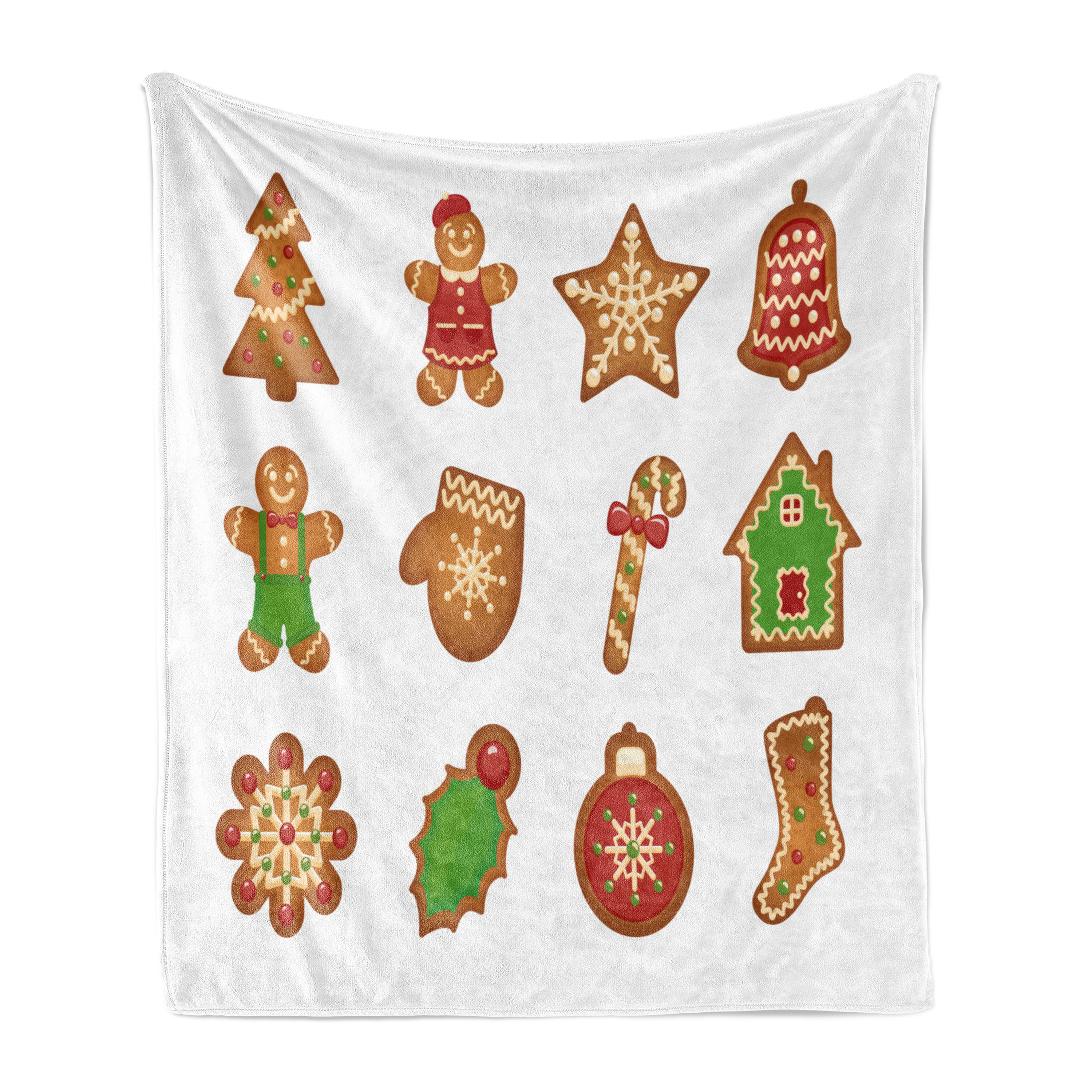 Ambesonne Gingerbread Man Fleece Throw Blanket Cookie Illustration Pale ...