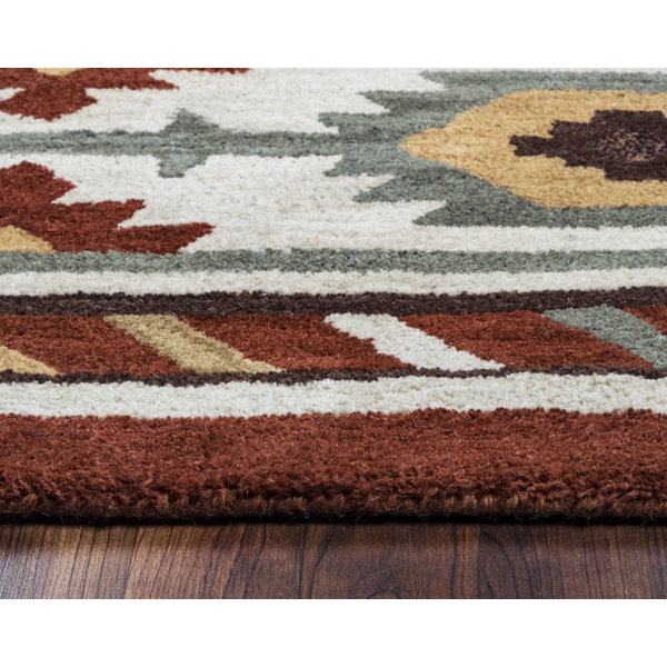 Millwood Pines Eastman Southwestern Handmade Tufted Wool Red Area Rug ...