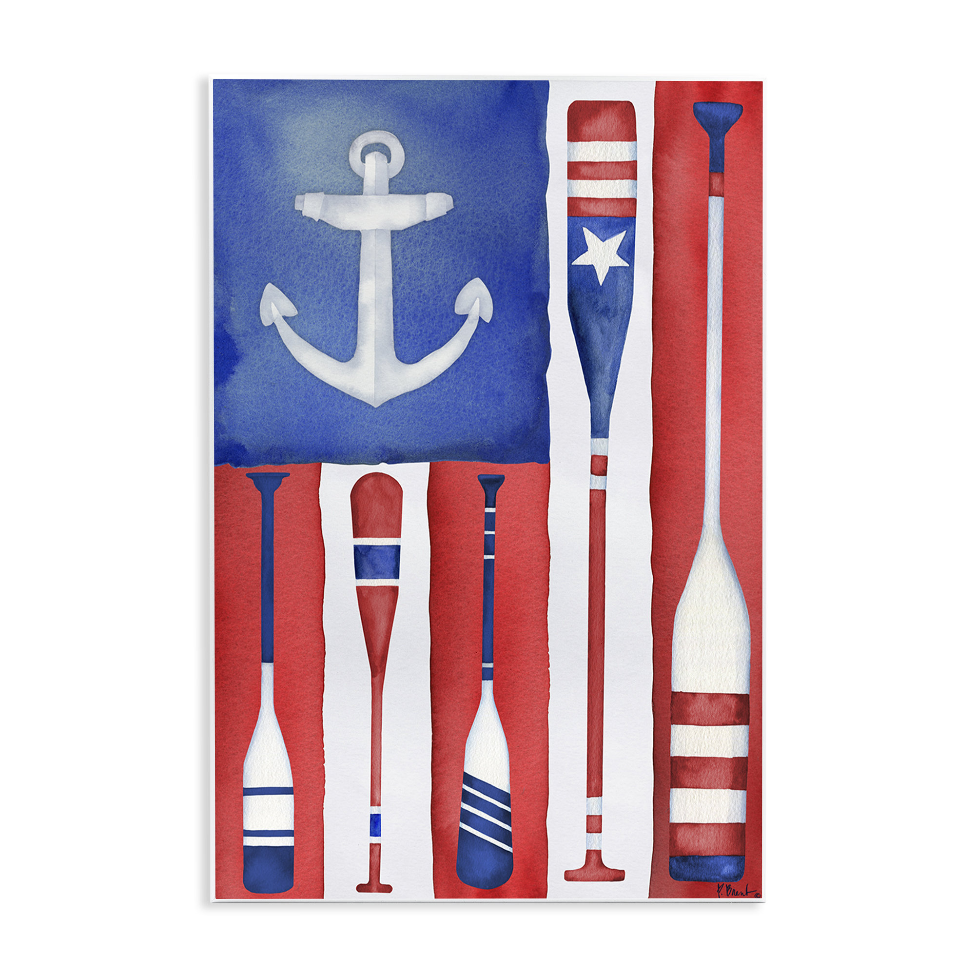 Breakwater Bay Americana Oar Flag Wall Plaque Art by Paul Brent | Wayfair