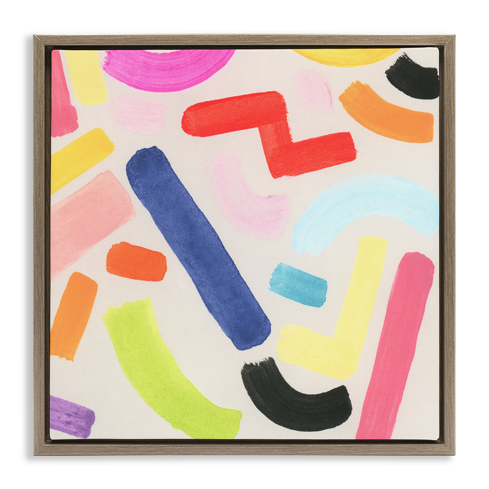 George Oliver Scattered Retro Shapes Framed Floater Canvas Wall Art By ...