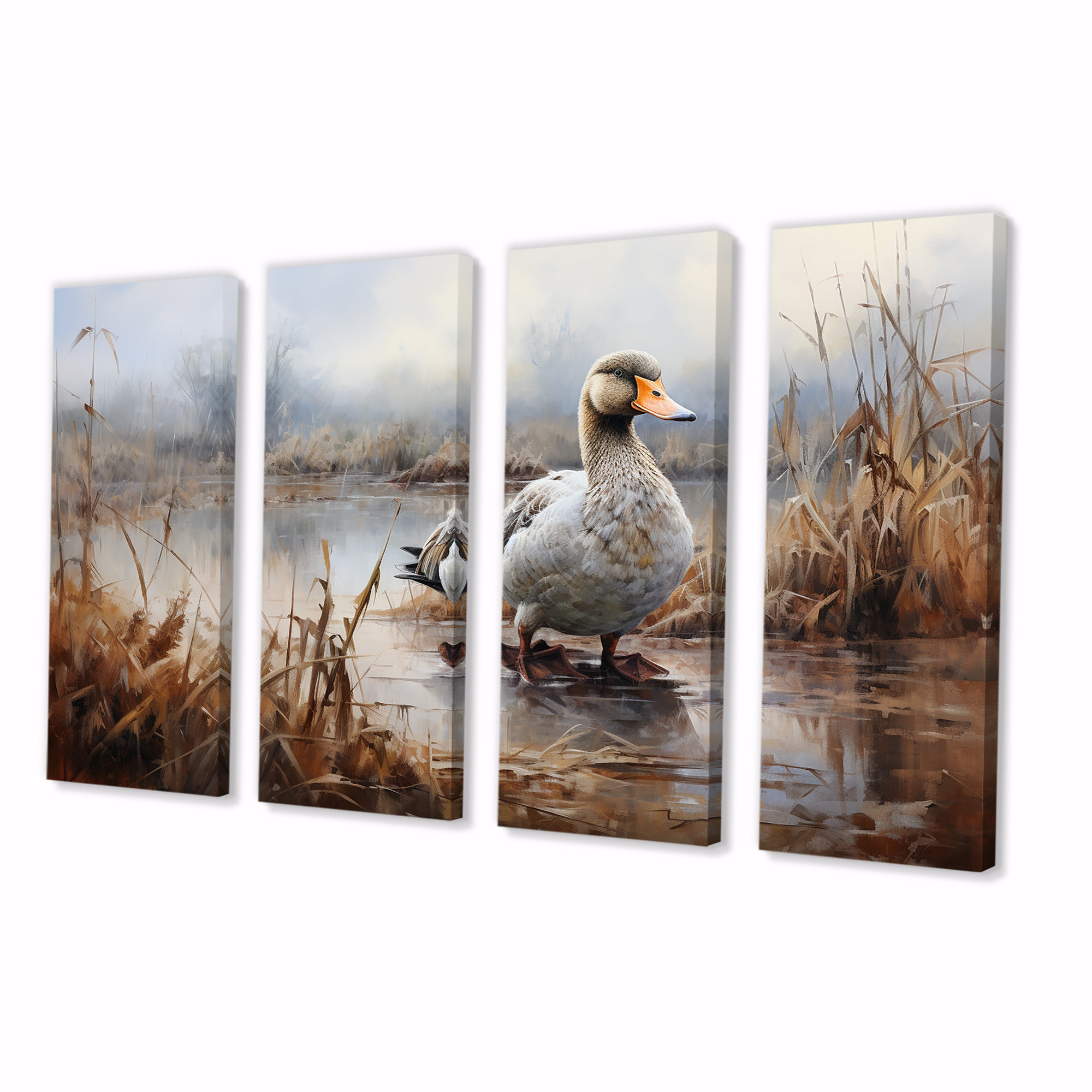 August Grove® Misty Marsh Duck II - Duck 4 Piece Wall Art | Wayfair