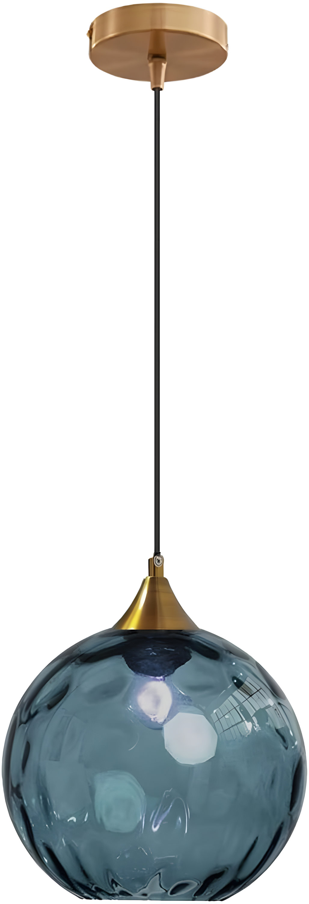 Wrought Studio 7.8" Navy Blue Ripple Glass Globe Pendant Light Fixture ...