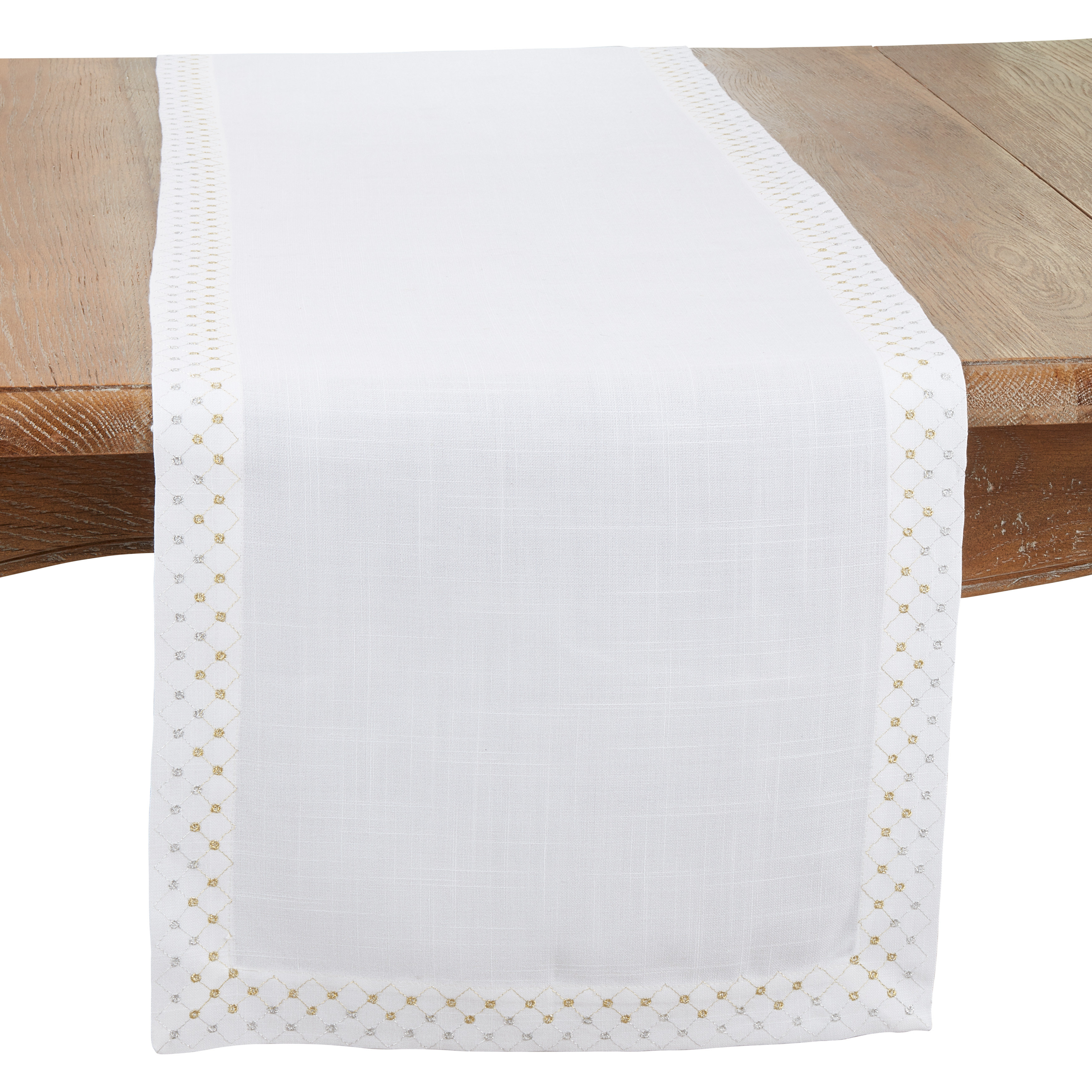 Saro Gleaming Weave Metallic Lattice Table Runner - Wayfair Canada