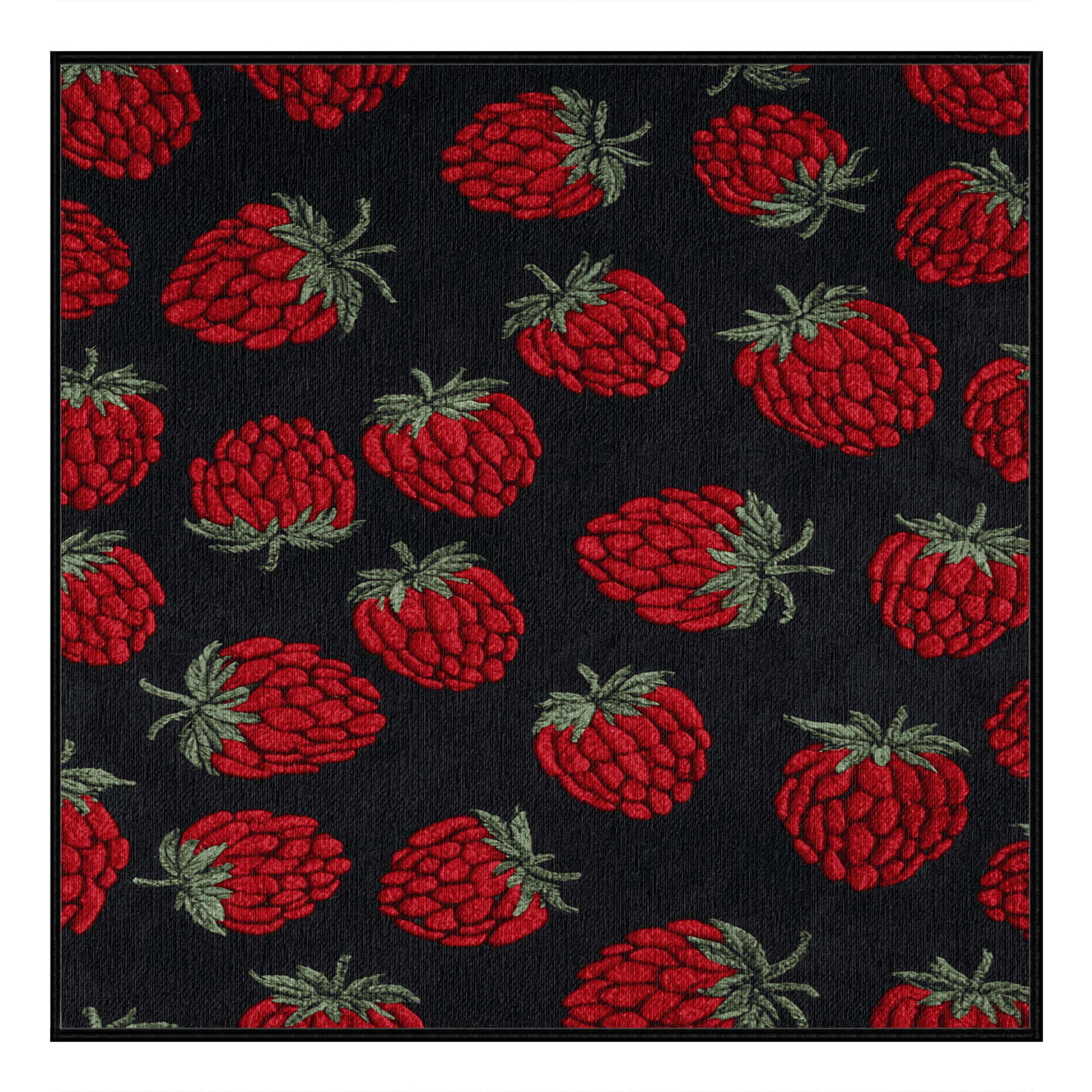 Hokku Designs Washable Raspberry Black Fruits Area Rug | Wayfair