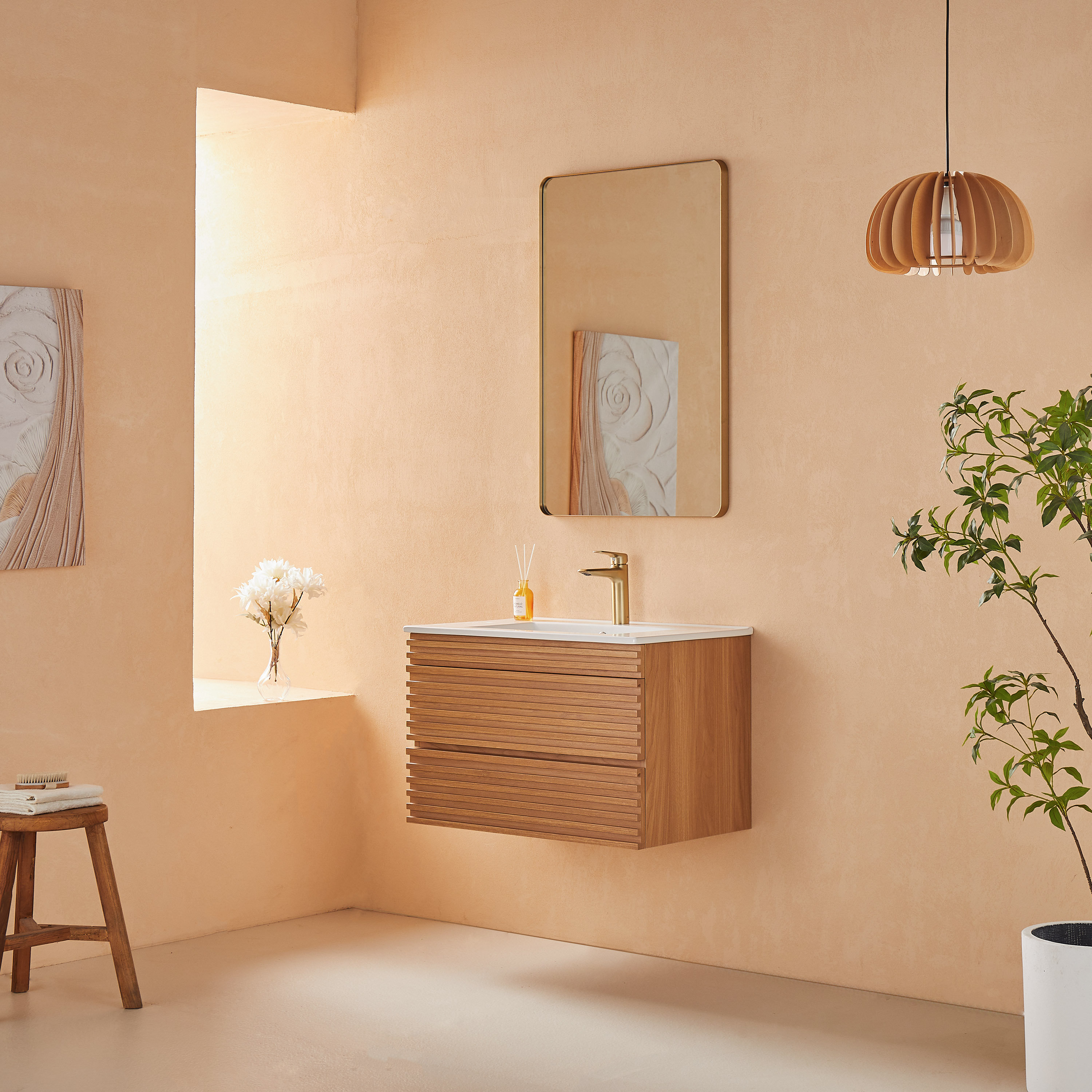 Ebern Designs Lucian Wall-Mounted Floating Single Vanity with Ceramic ...