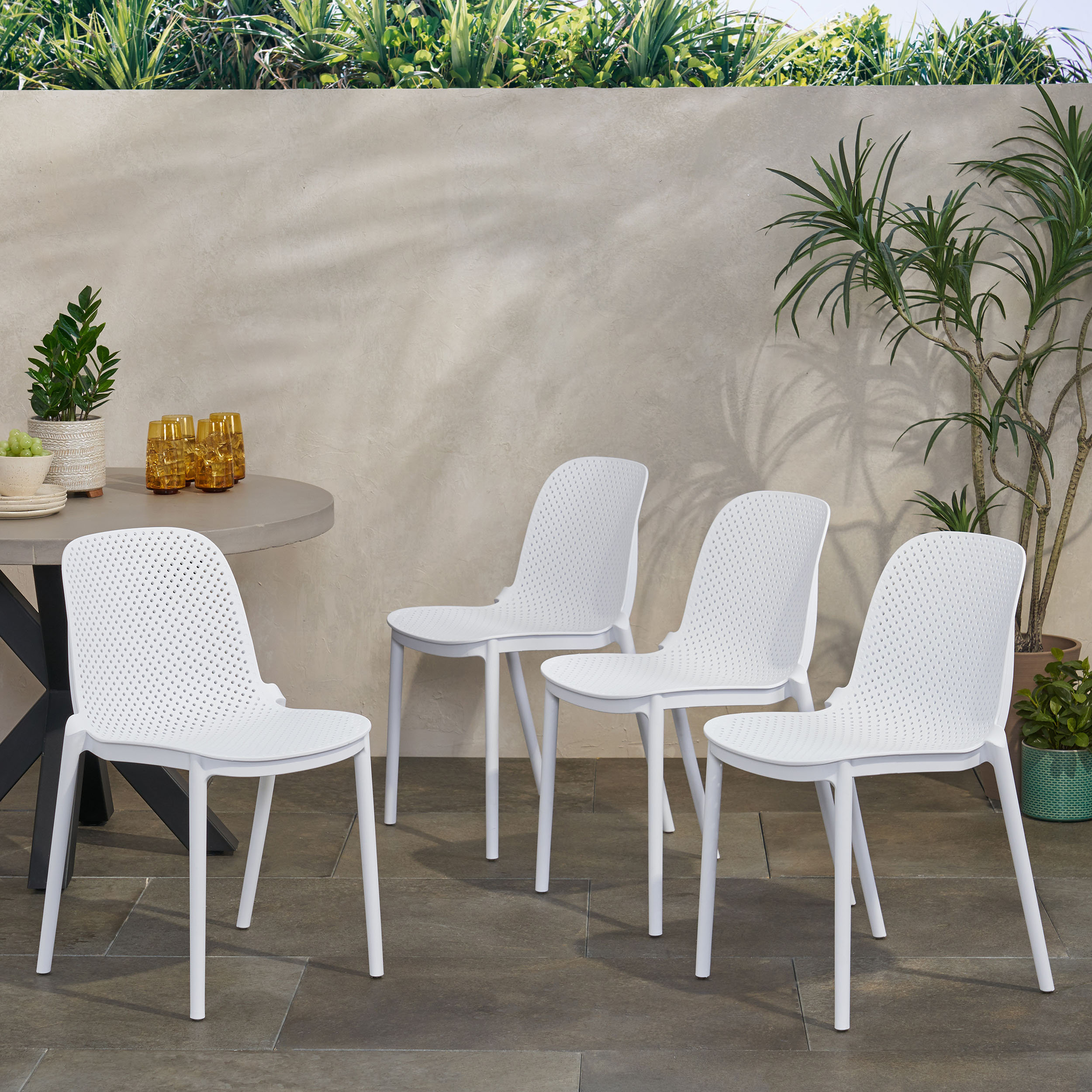 Latitude Run® Outdoor Stacking Dining Side Chairs & Reviews | Wayfair
