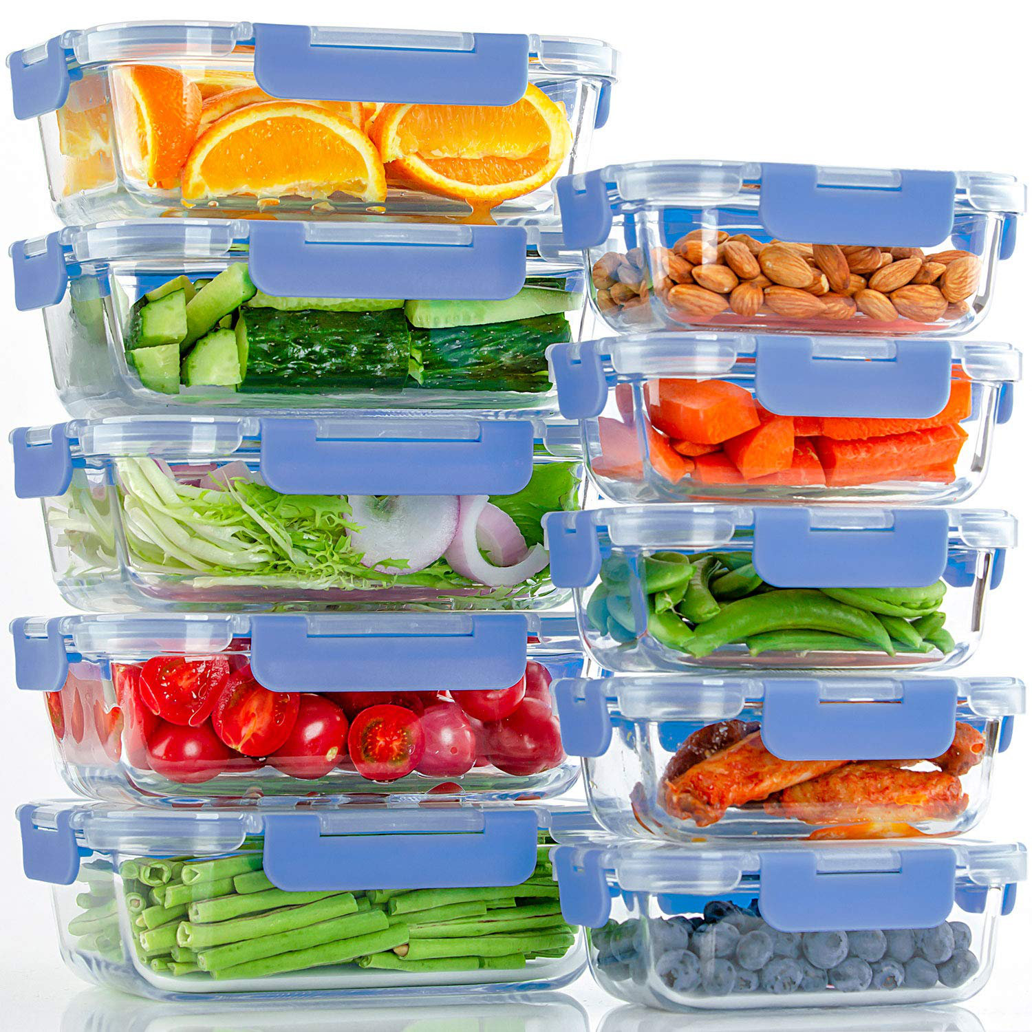 Prep & Savour 10-Pack Glass Food Storage Containers with Lids ...