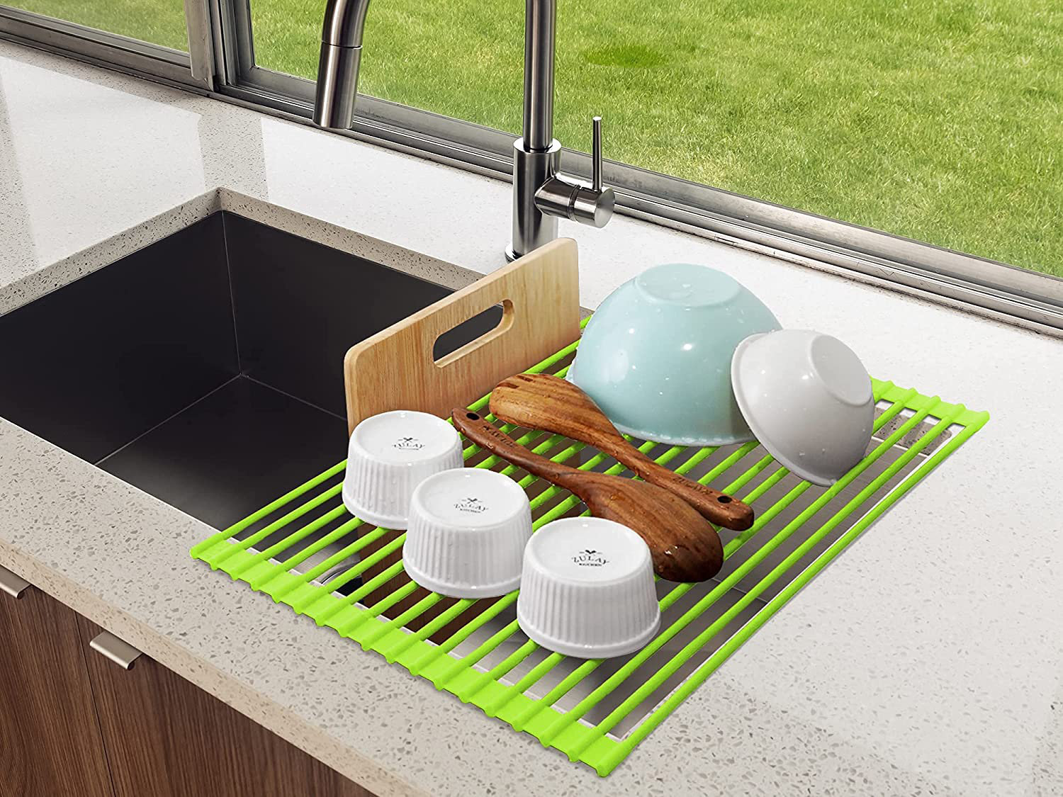 Zulay Kitchen Large Roll Up Dish Drying Rack - Heavy Duty Silicone ...