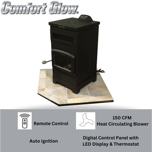 Comfort Glow Freestanding Pellet Stove - Heats Up To 2,200 sq ft, 60 lb ...