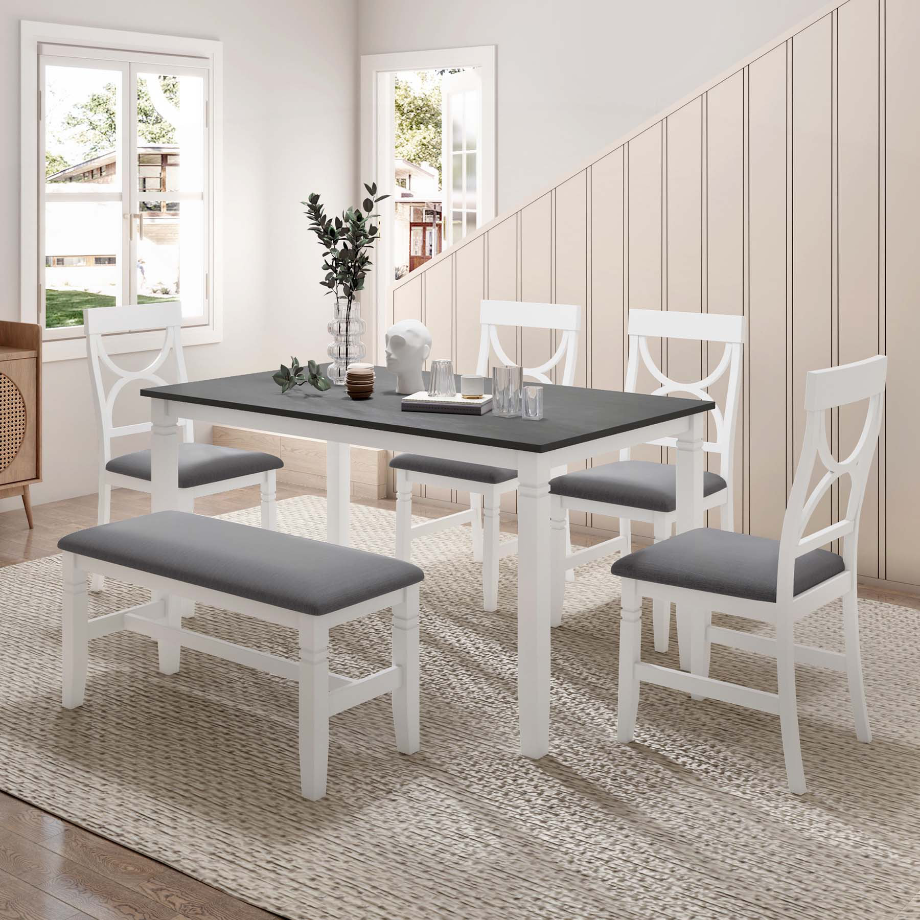 Charlton Home Charming 6-Piece Dining Table Set with Farmhouse Appeal ...