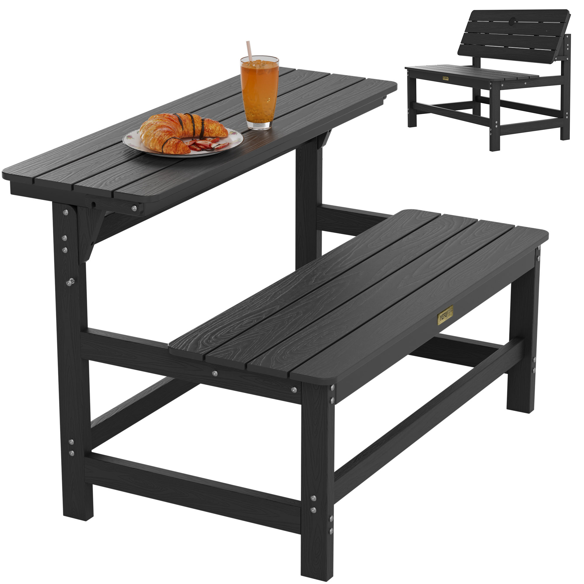 Watchmen HIPS Outdoor Bench Picnic Table With Umbrella Hole And Fodable ...