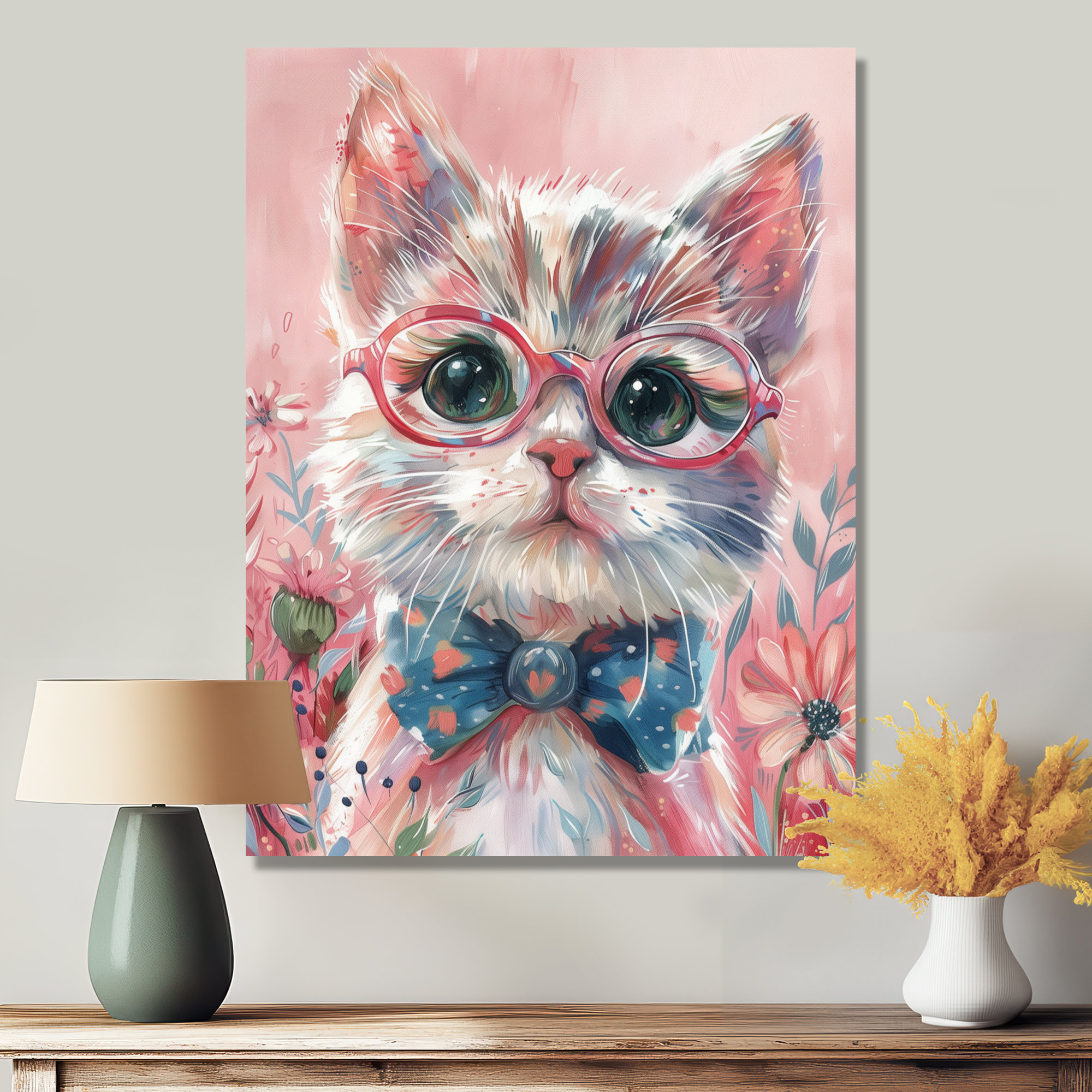 Trinx Intellectual Cat Portrait With Glasses I - Cat Wall Art - Wayfair ...