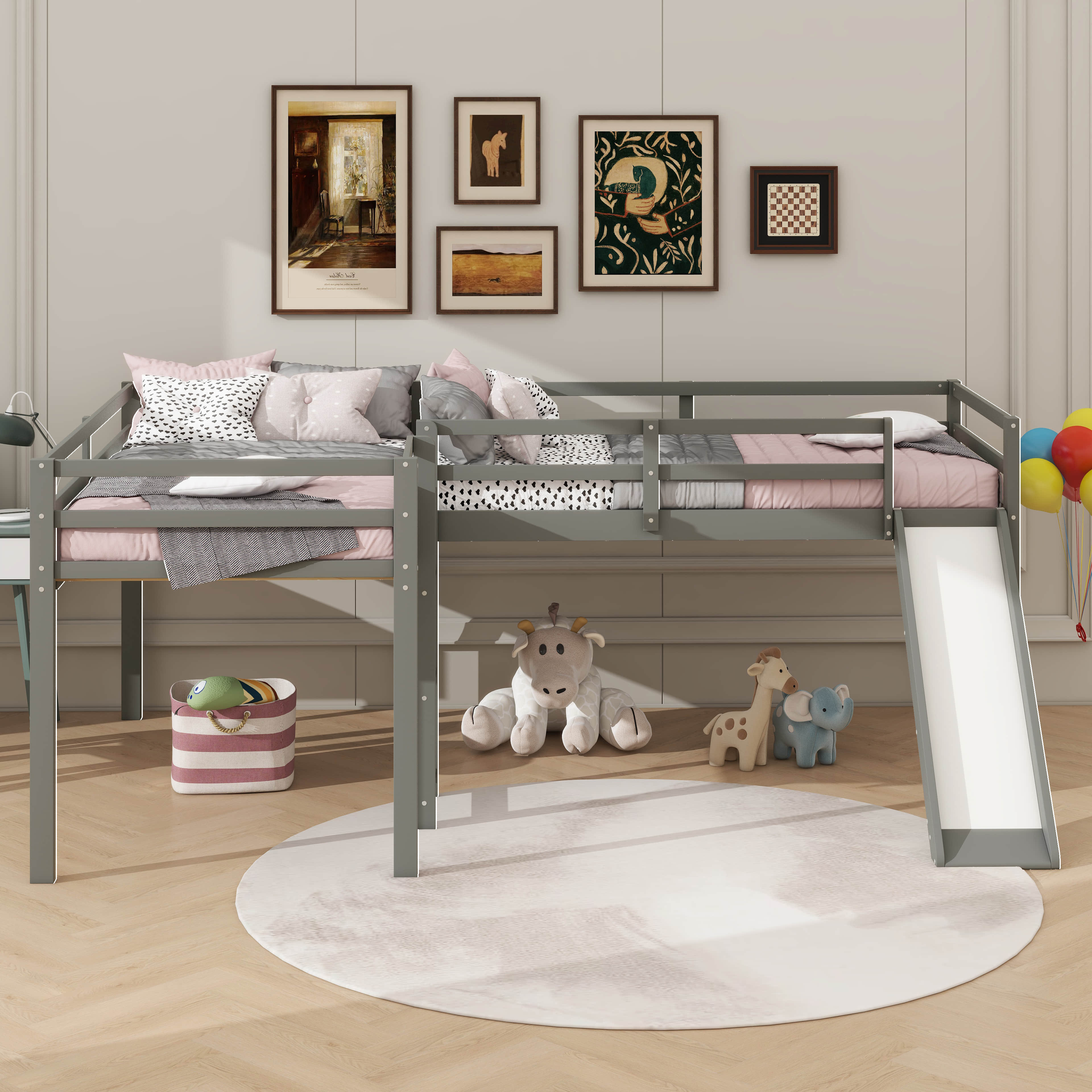 Harriet Bee L-Shaped Loft Bed With Included Ladder & Slide - Wayfair Canada