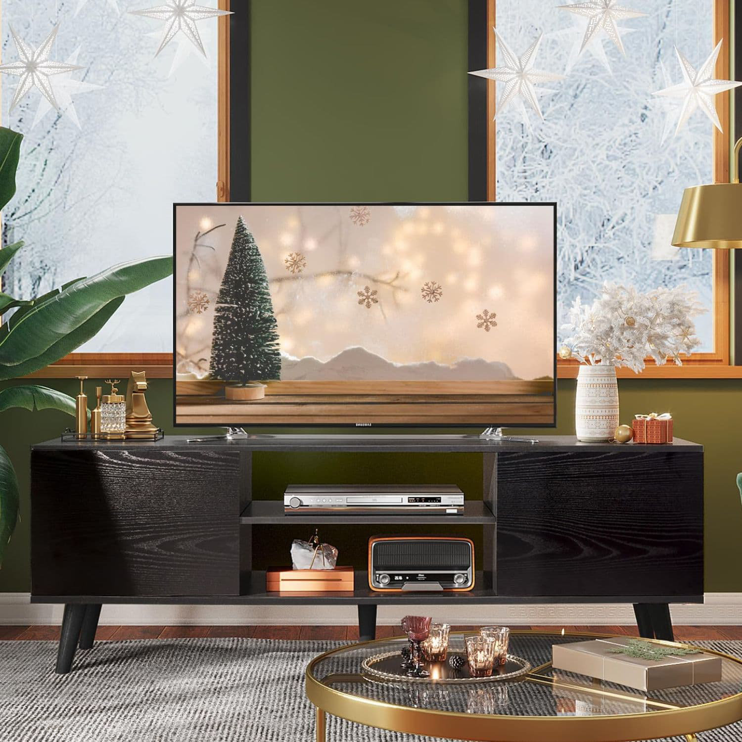 George Oliver Demaree Solid Wood 53.5'' W Storage Credenza | Wayfair