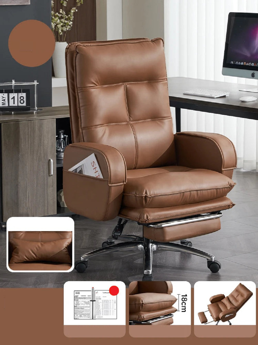 Ebern Designs Myanni Genuine Leather Side Chair | Wayfair.co.uk