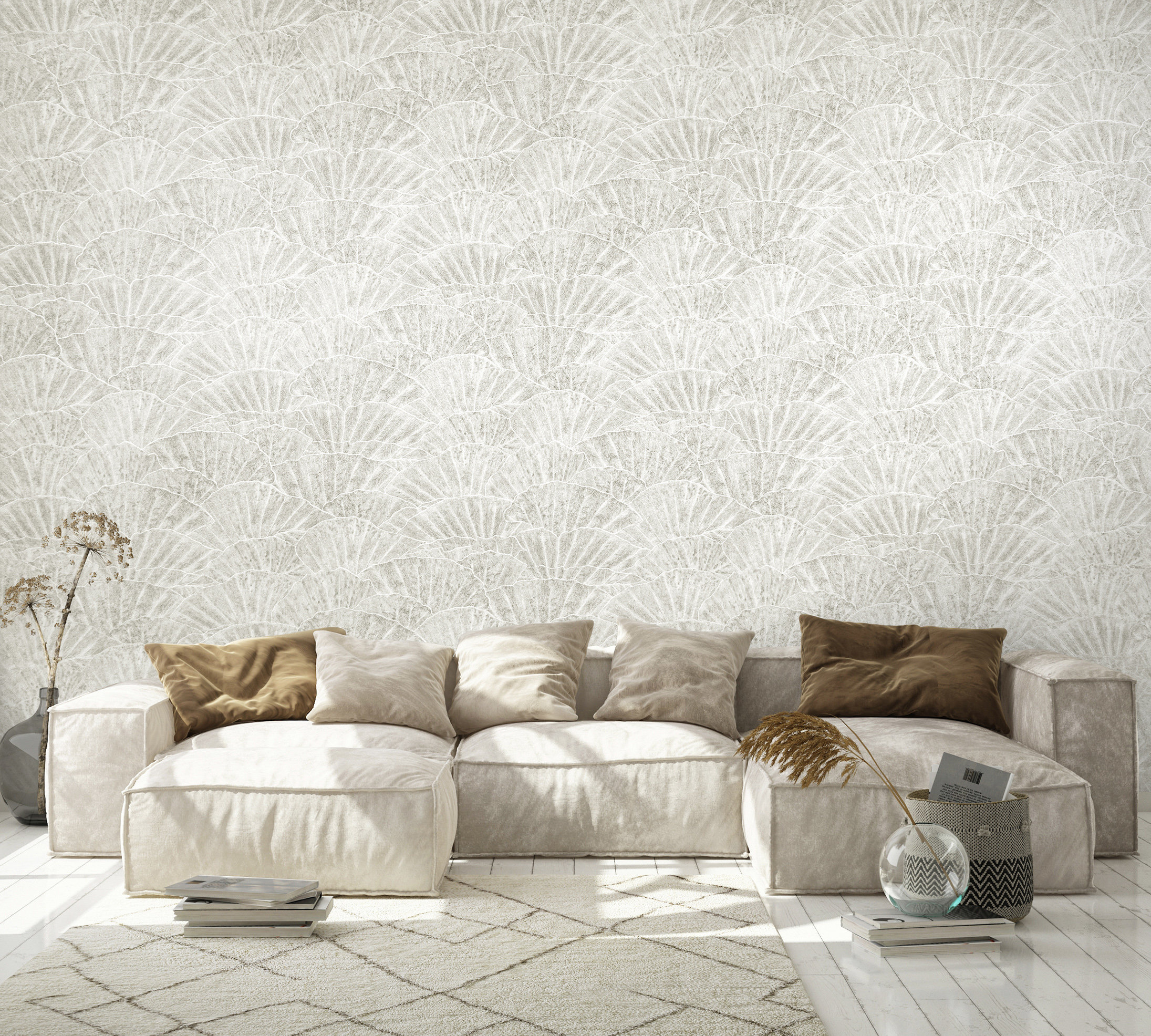 Galerie Wallcoverings Feel Metallic Seashell Design 33' L x 21" W ...