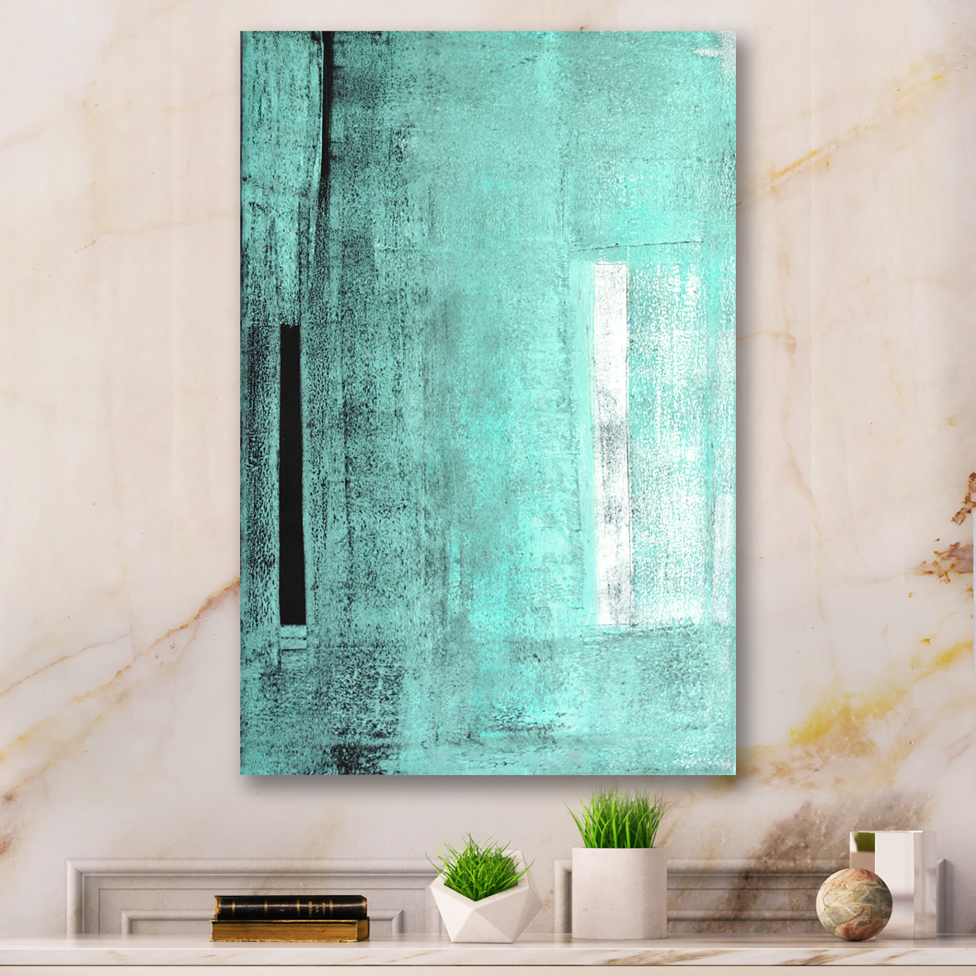 17 Stories Grey And Blue Modern Art II 2FDP47734 | Wayfair