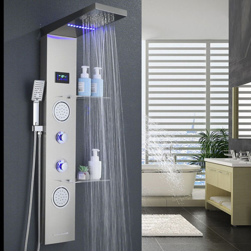 Augusts Stainless Steel Brushed Nickel Shower Panel Tower System 5 ...