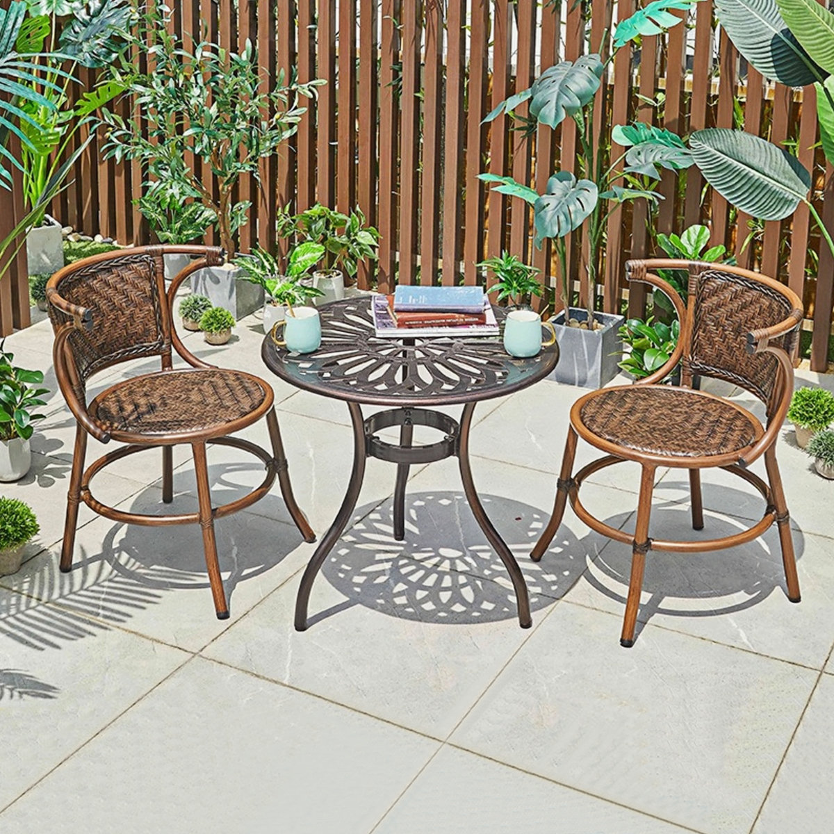 Bungalow Rose Rattan patio table and chair combination - Wayfair Canada