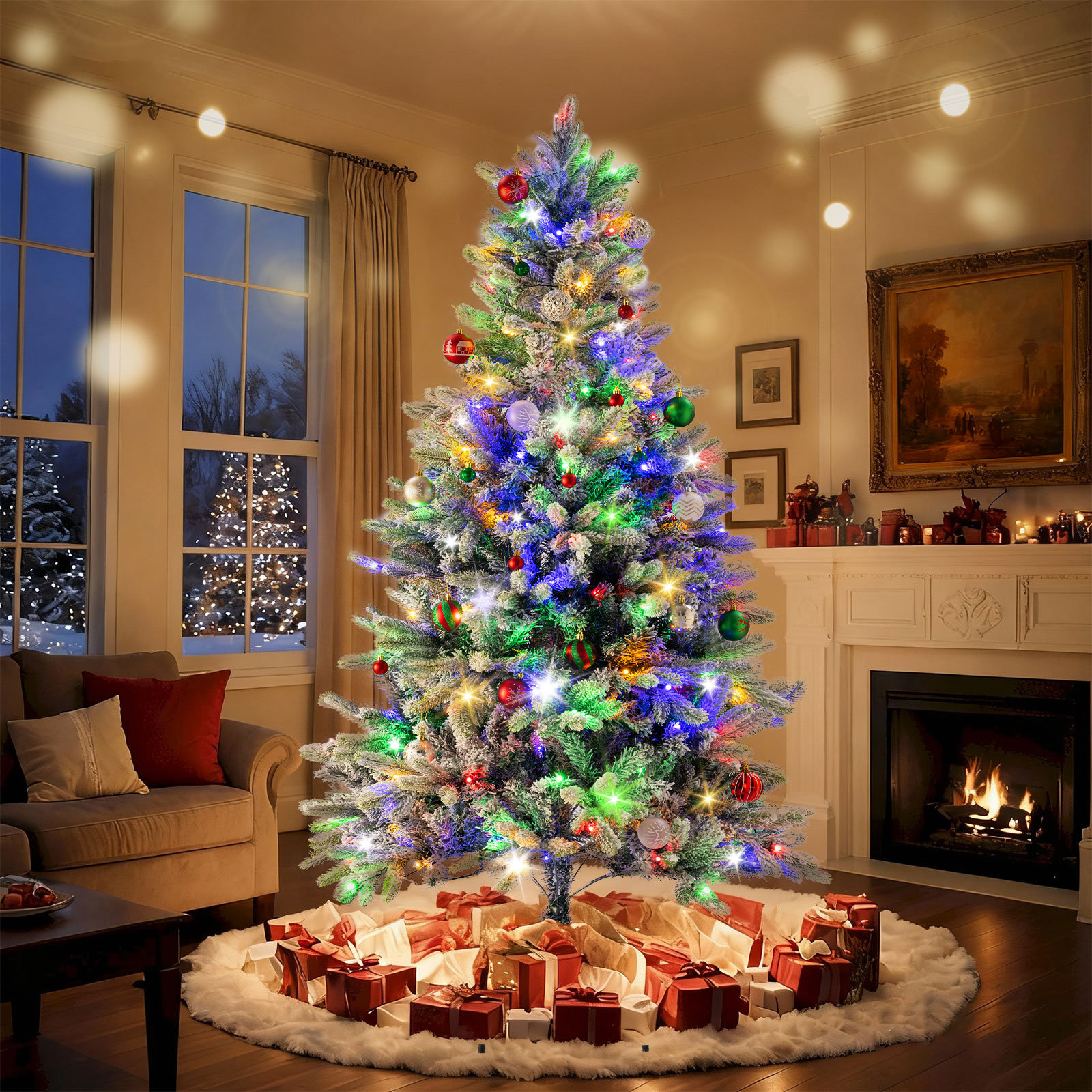 The Holiday Aisle® Christmas Tree Pe + Pvc Flocking Tie Tree 6Ft With ...