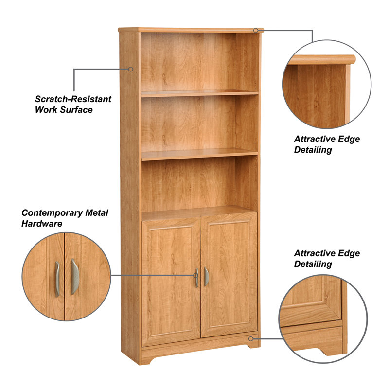 WFX Utility™ 5 bookcases with doors, honey maple bookcases, adjustable ...