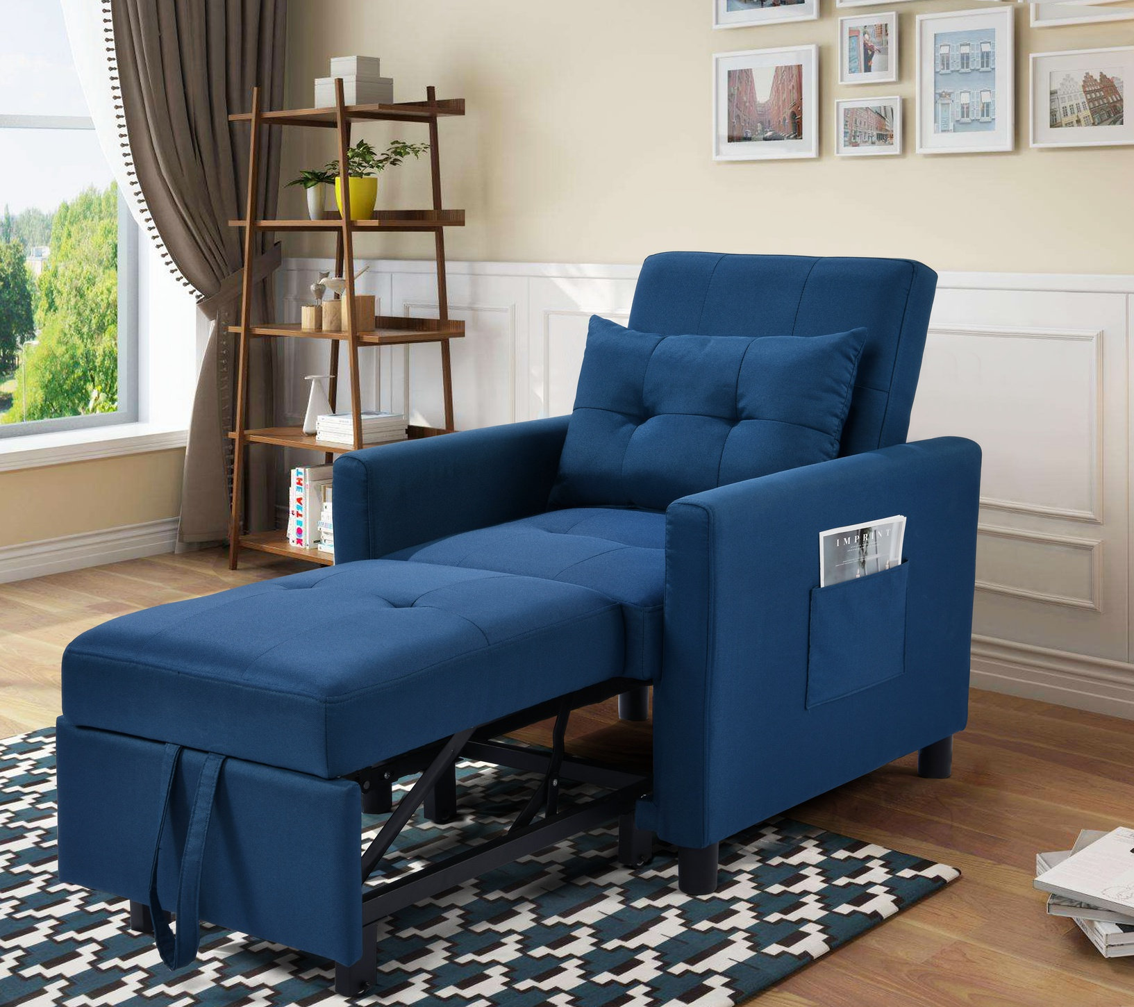Ebern Designs Single Sofa Chair Sofa Bed With Pullout Sleeper, Lounge ...