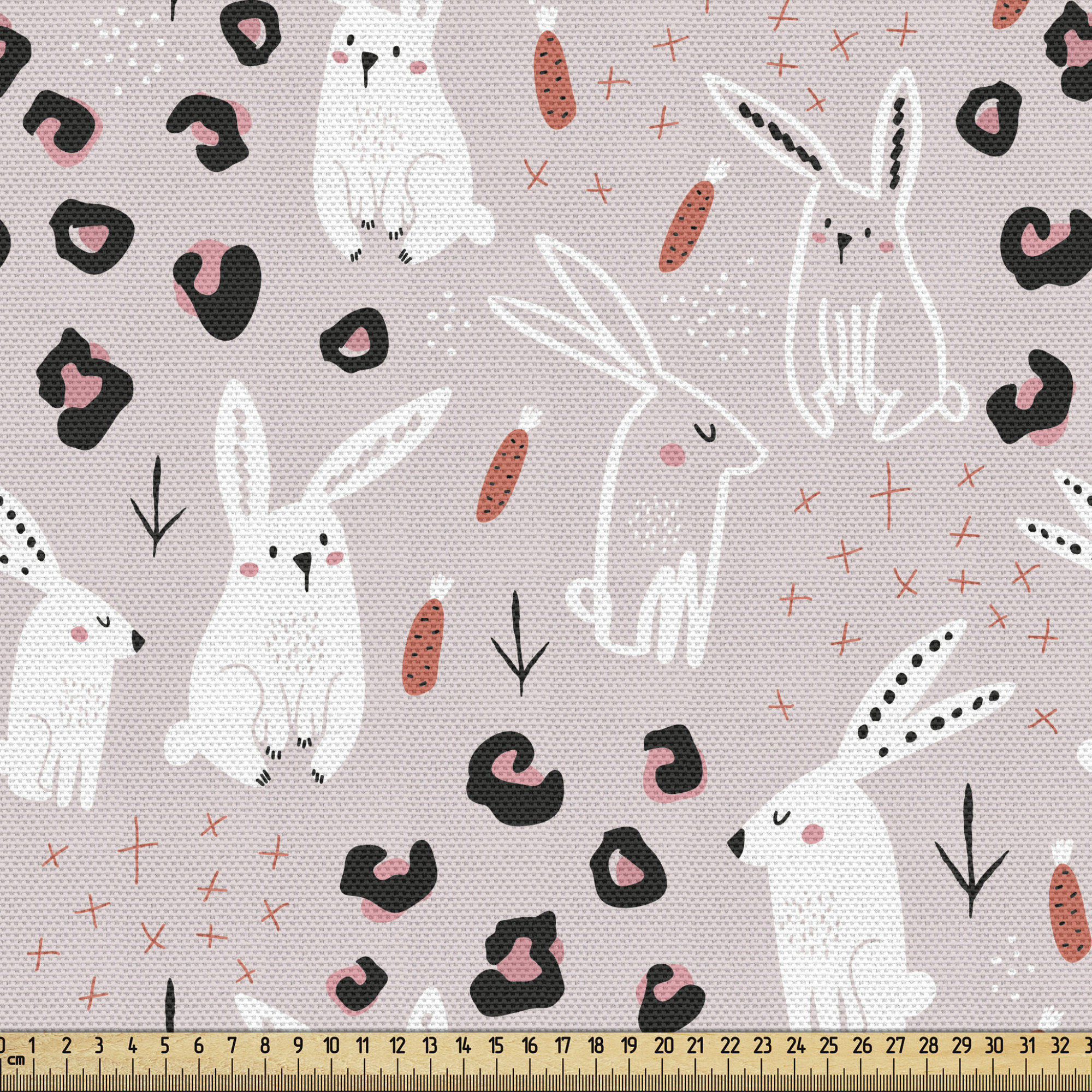 East Urban Home Rabbit Fabric By The Yard, Rhythmic Hand Drawn Like ...