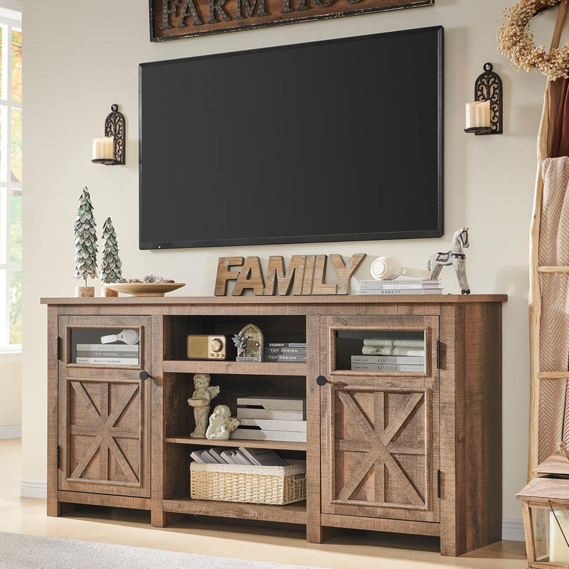Gracie Oaks Farmhouse TV Stand Entertainment Center with Storage | Wayfair