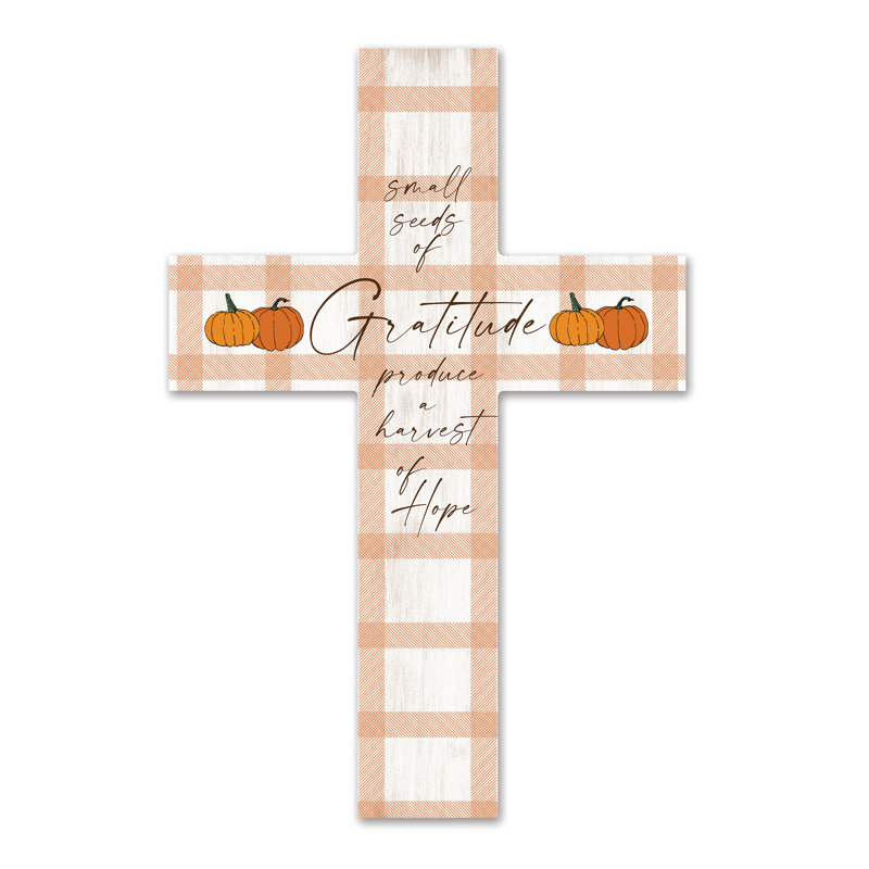 August Grove® Orange Plaid Harvest Wall Cross | Wayfair